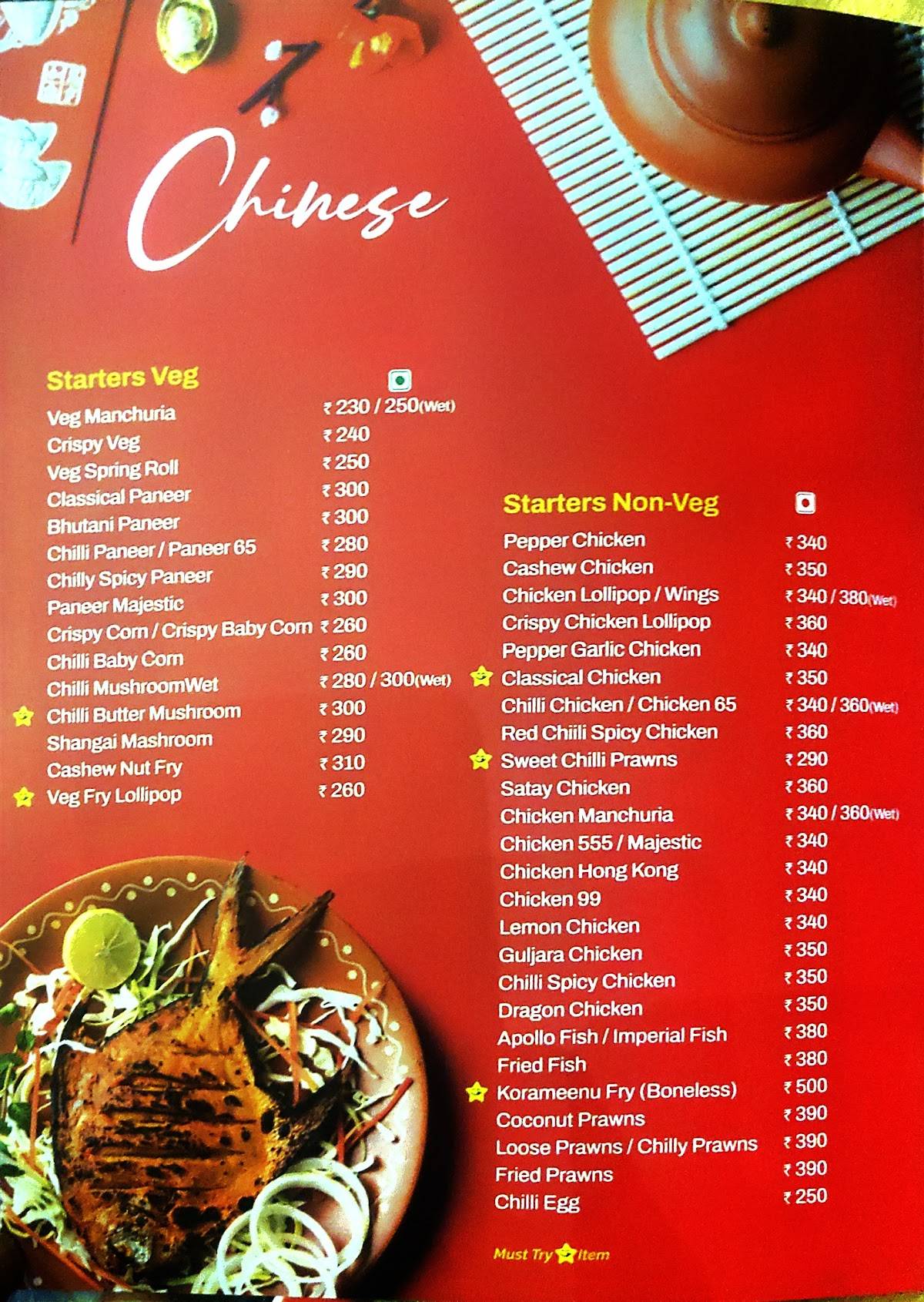 Menu at Little village restaurant, Vijayawada