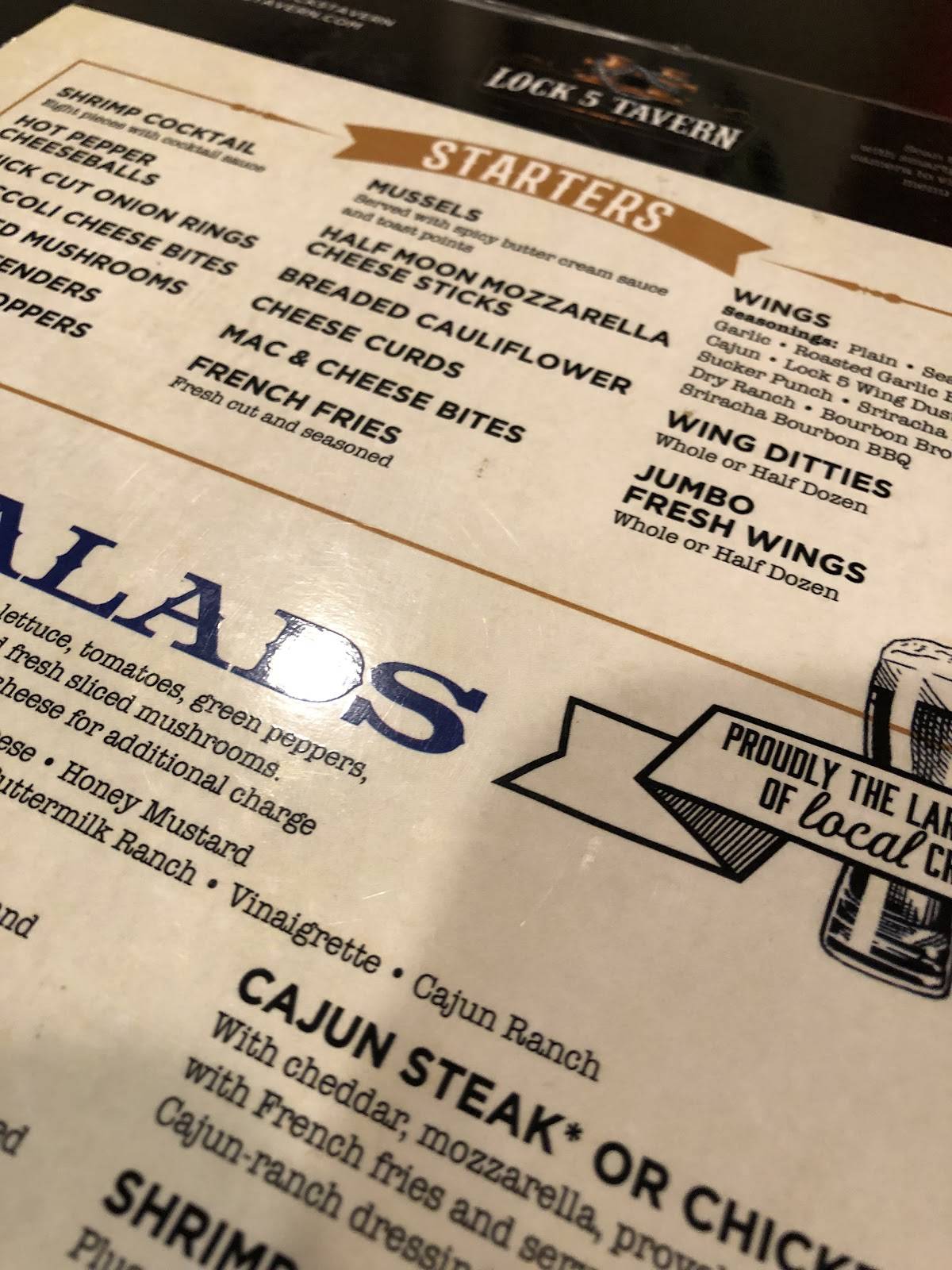 Menu at Lock 5 Tavern pub & bar, Freeport