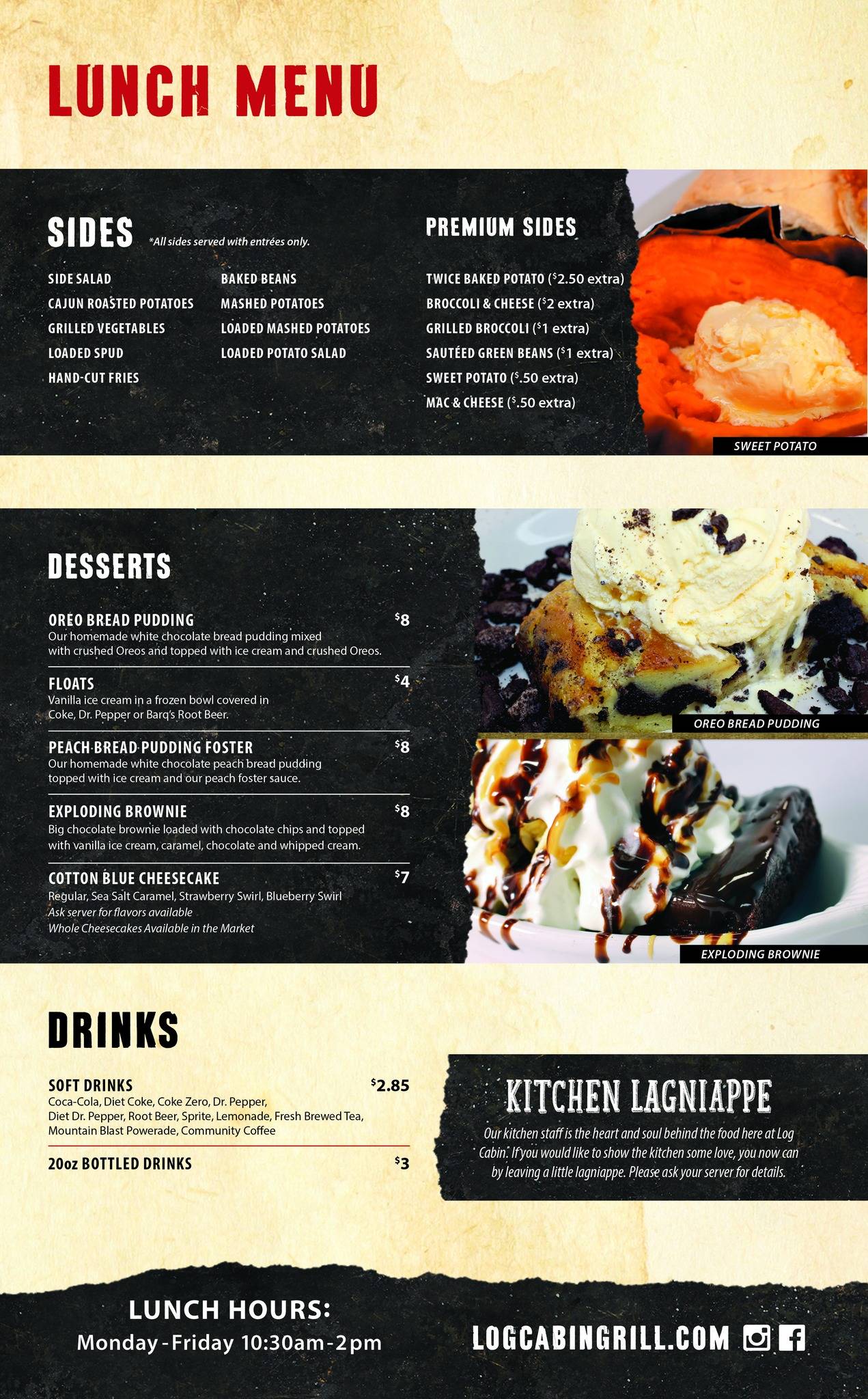 Menu at Log Cabin Grill & Market BBQ, Ruston