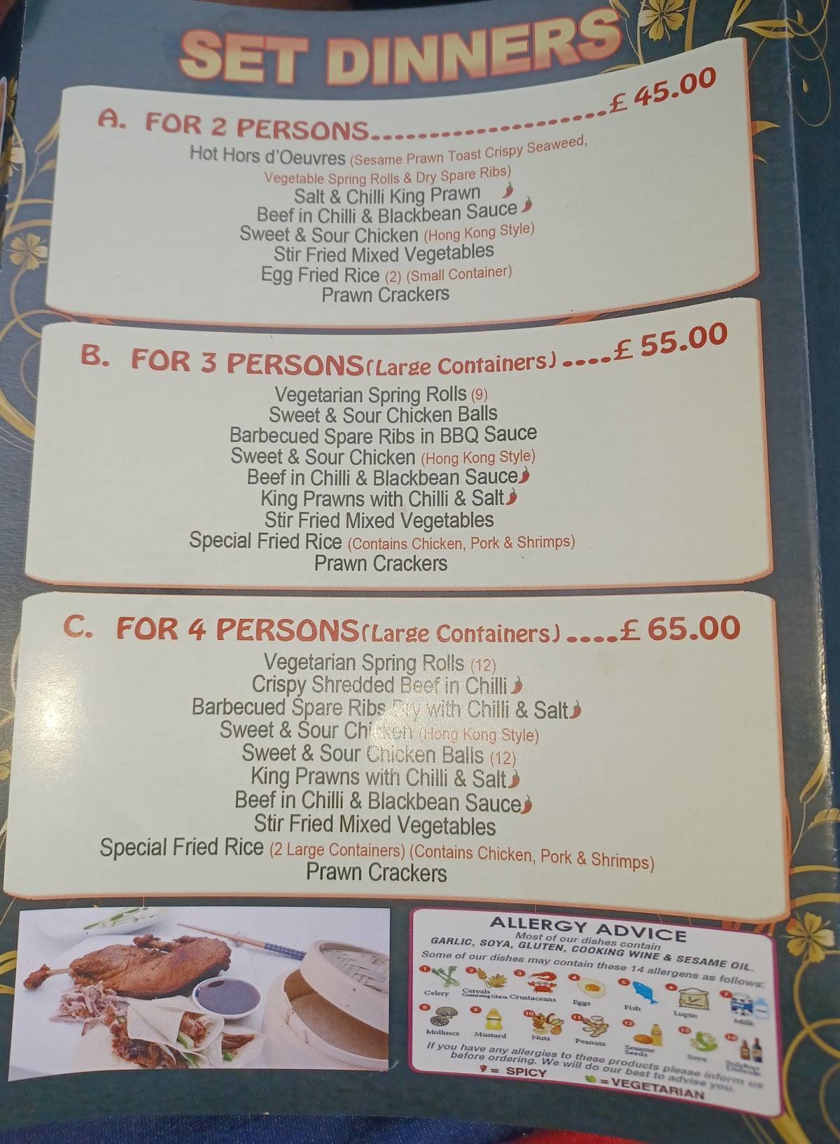 Menu at The New Golden Duck fast food, London, 425 High Rd