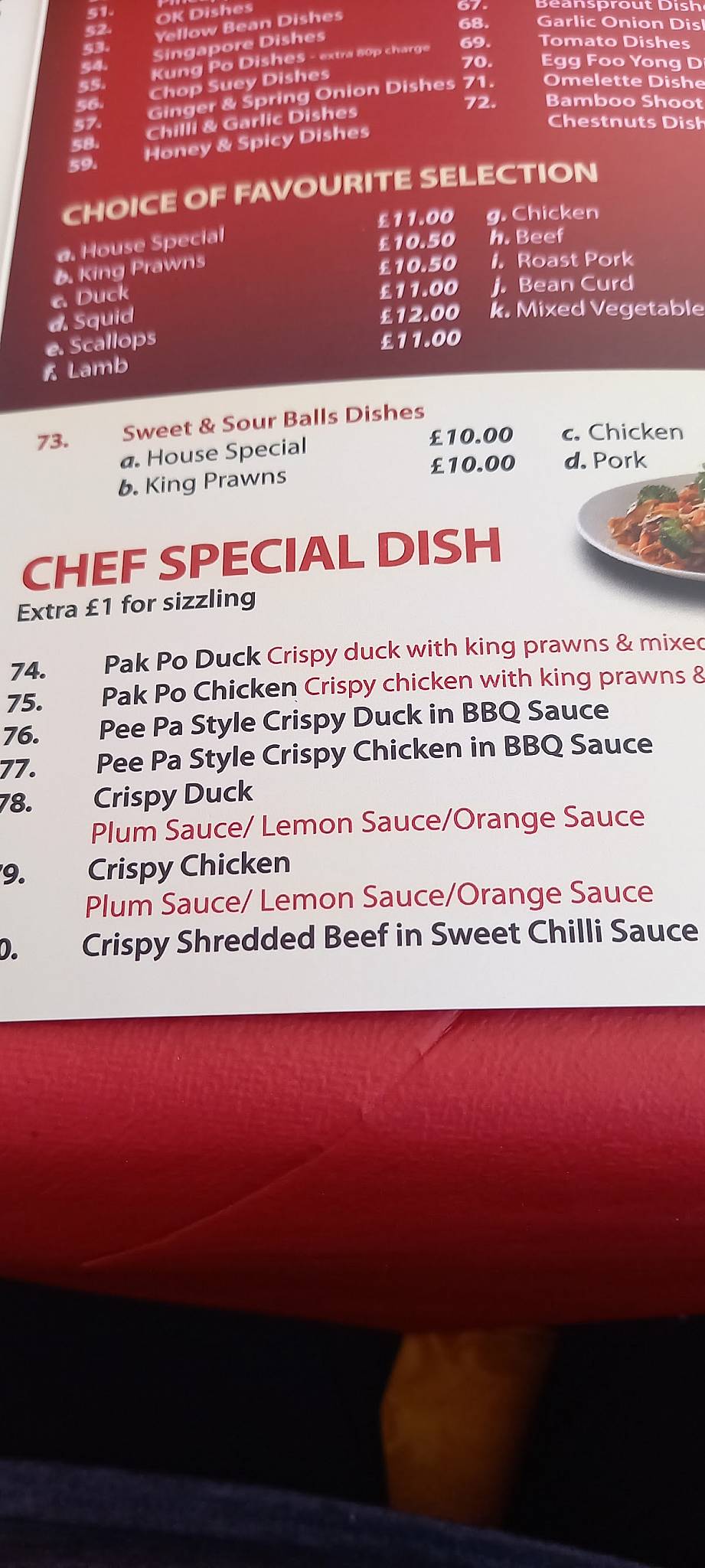 Menu at Long King Chinese Restaurant, Whitby