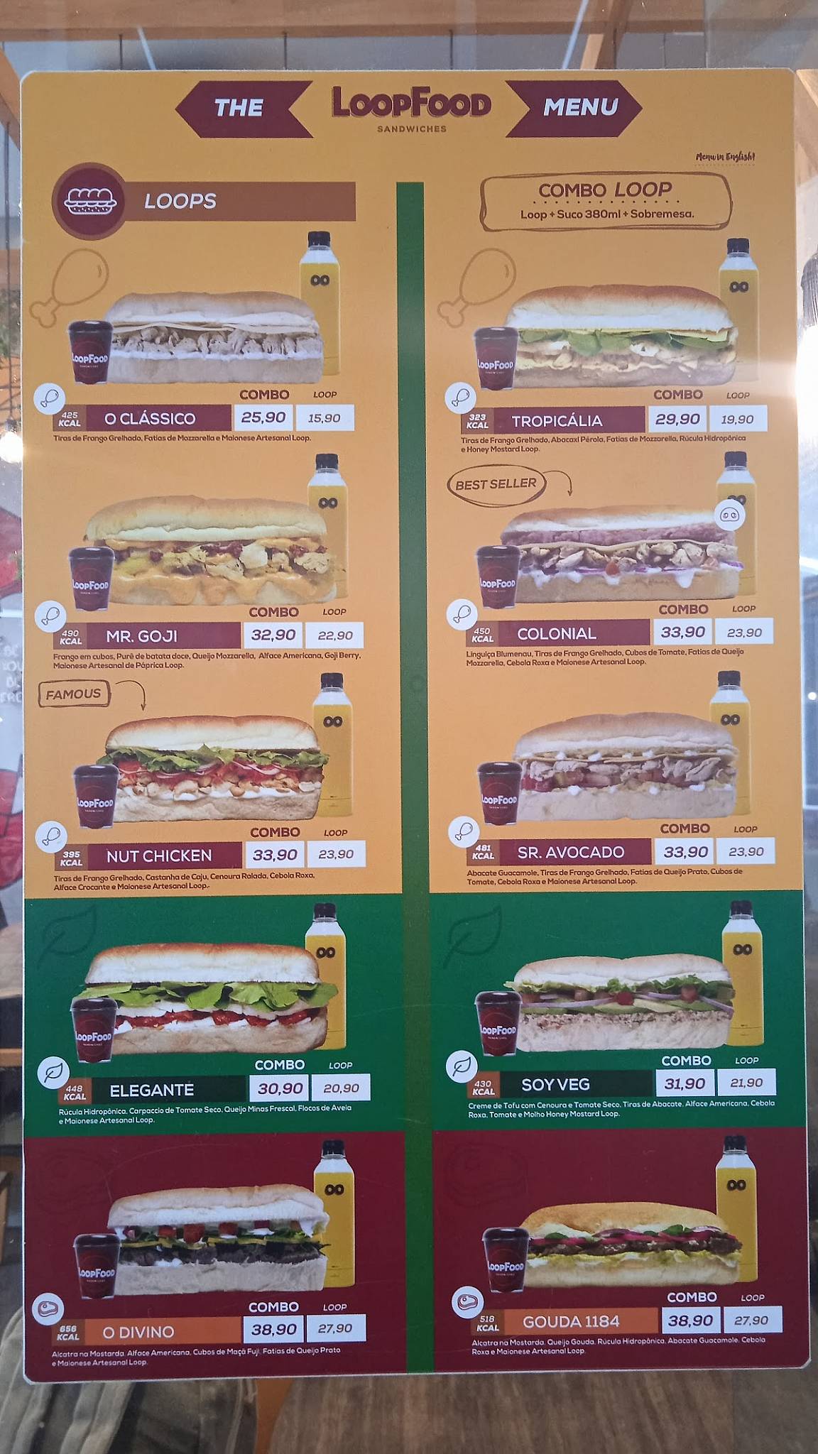 Carta del café Loop Food - Sandwiches, Curitiba, R. Comendador Araújo