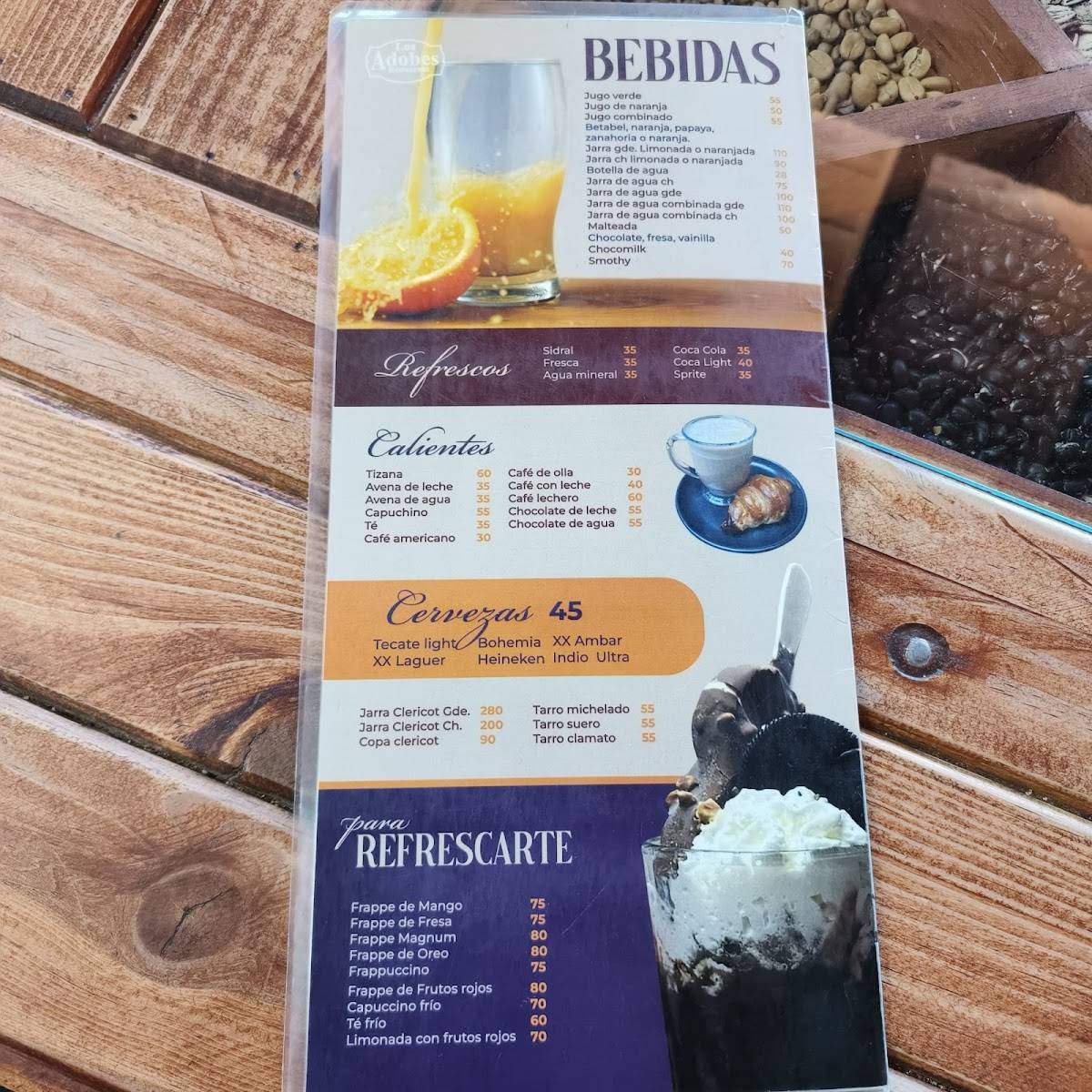 Carta del restaurante Los Adobes, Oaxaca, De Rayon 103