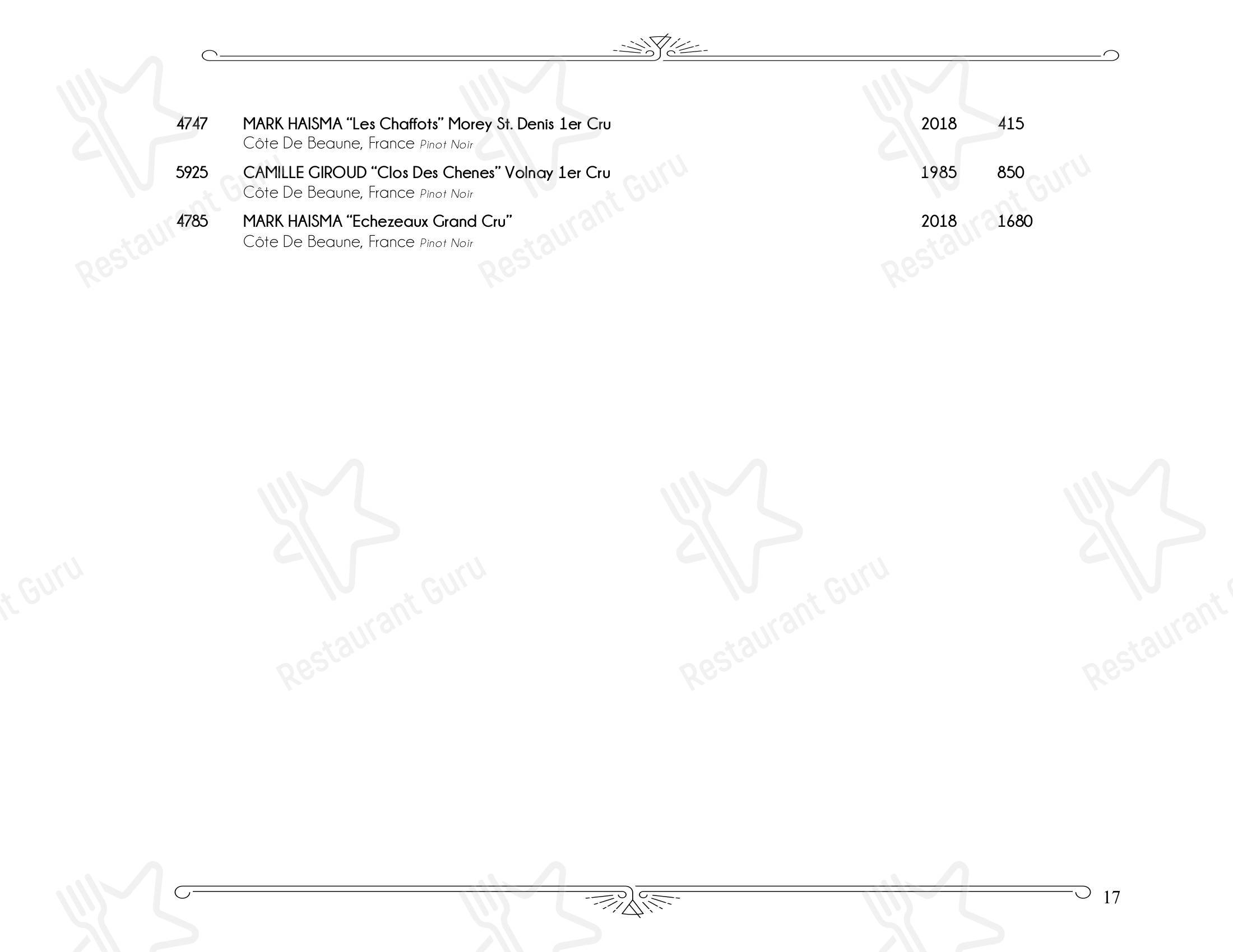 Menu at Musso & Frank Grill pub & bar, West Hollywood