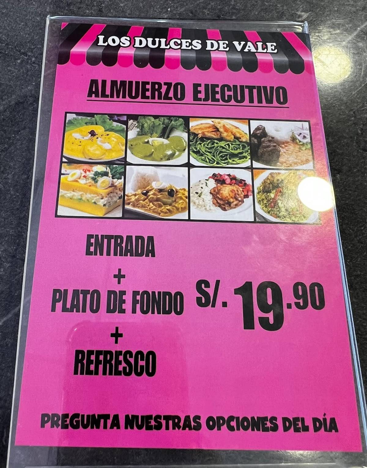 Carta del restaurante Los dulces del Vale, San Miguel