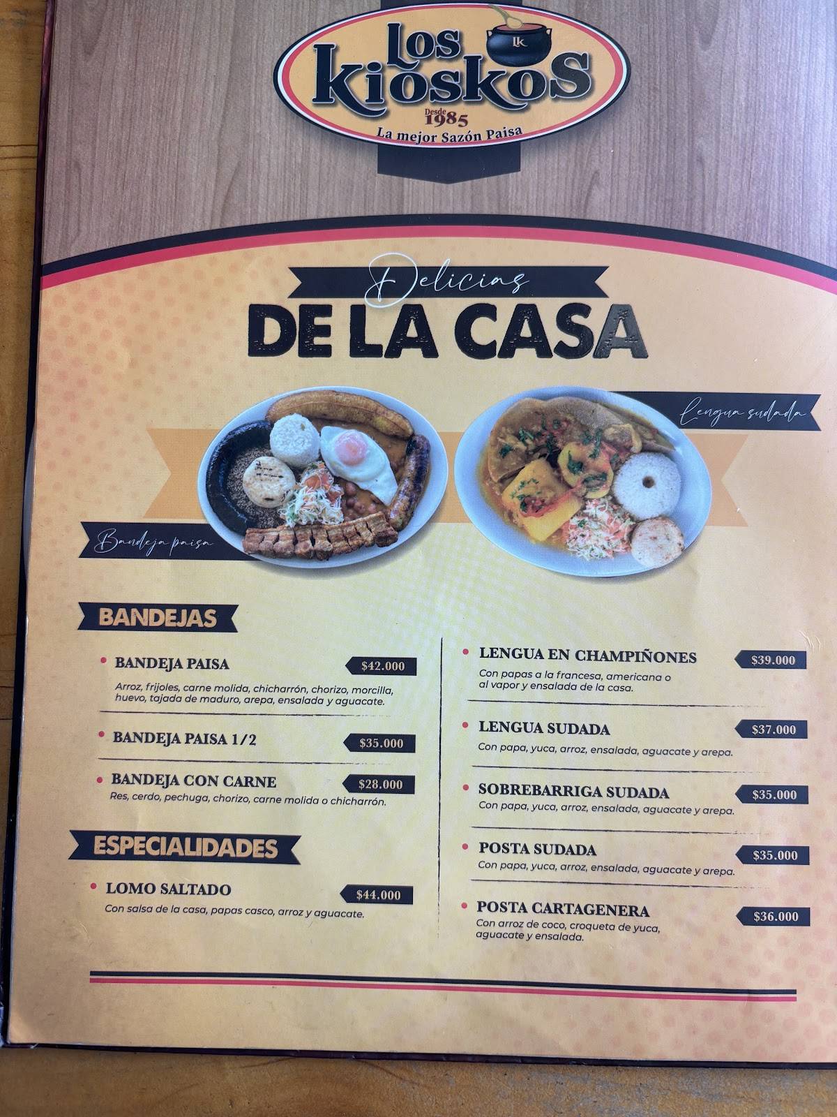 Carta de Restaurante Los Kioskos Sede 1, Guarne