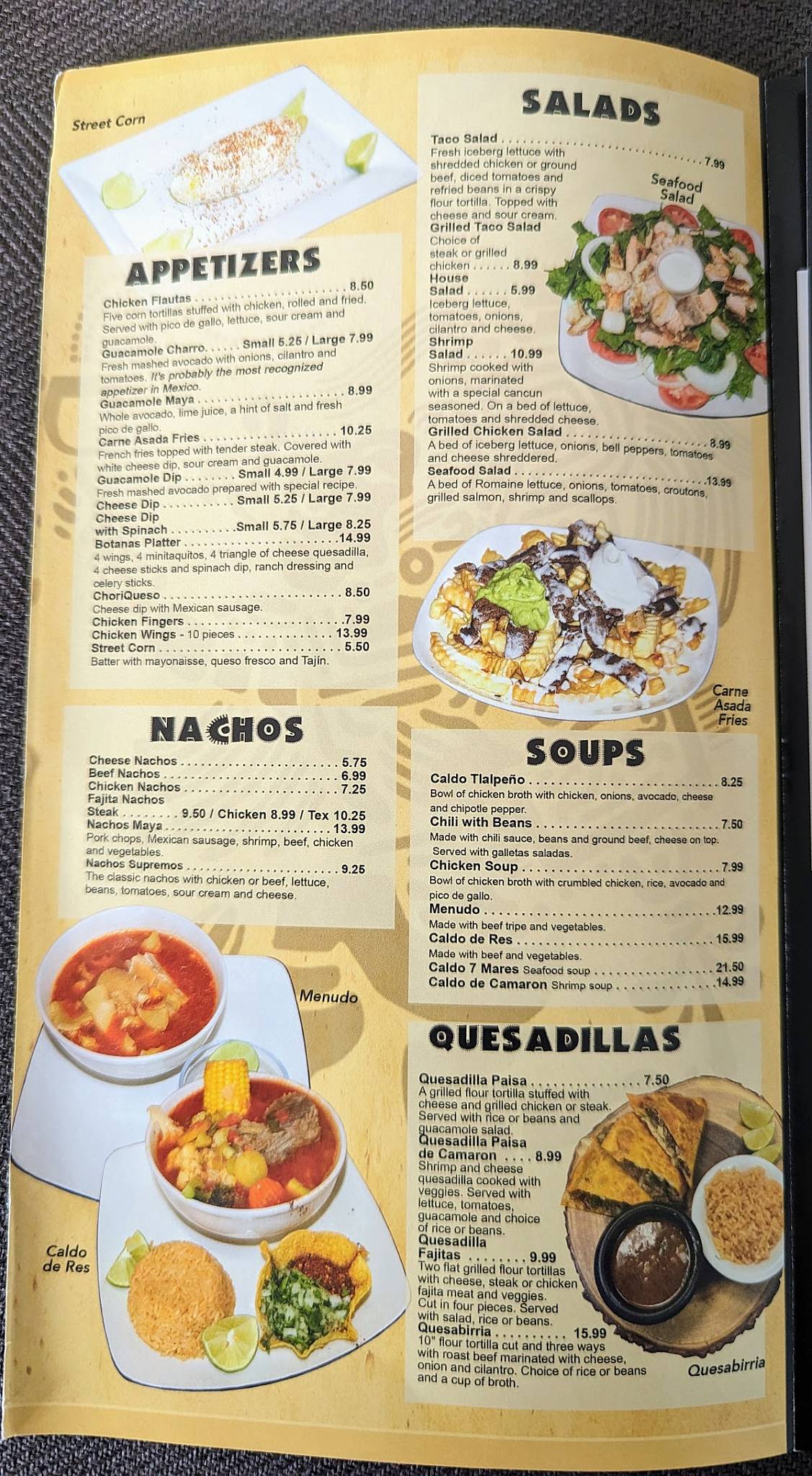 Menu at Los Mayas Mexican Grill Taylors restaurant, Greer