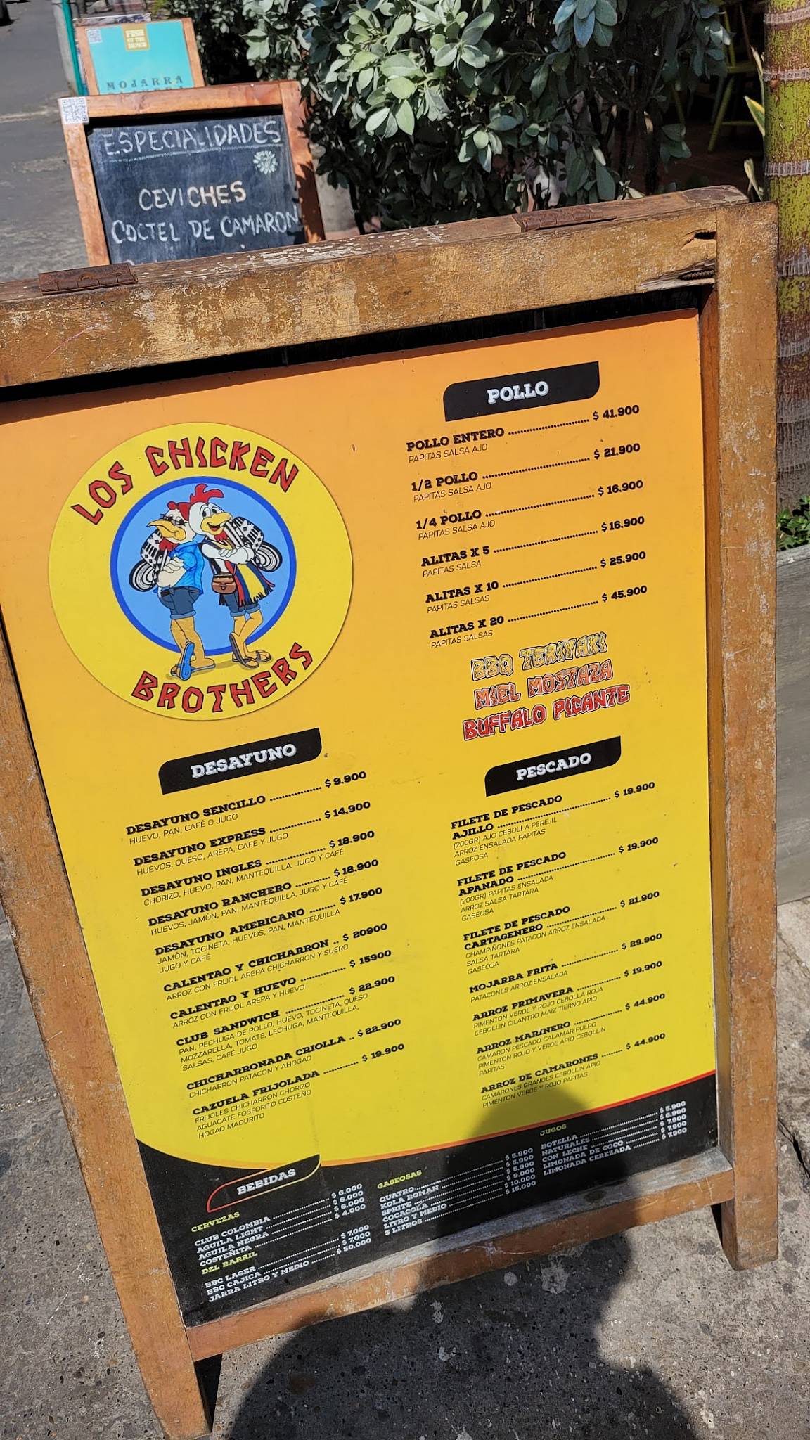 Carta del restaurante Los chicken brothers, Cartagena
