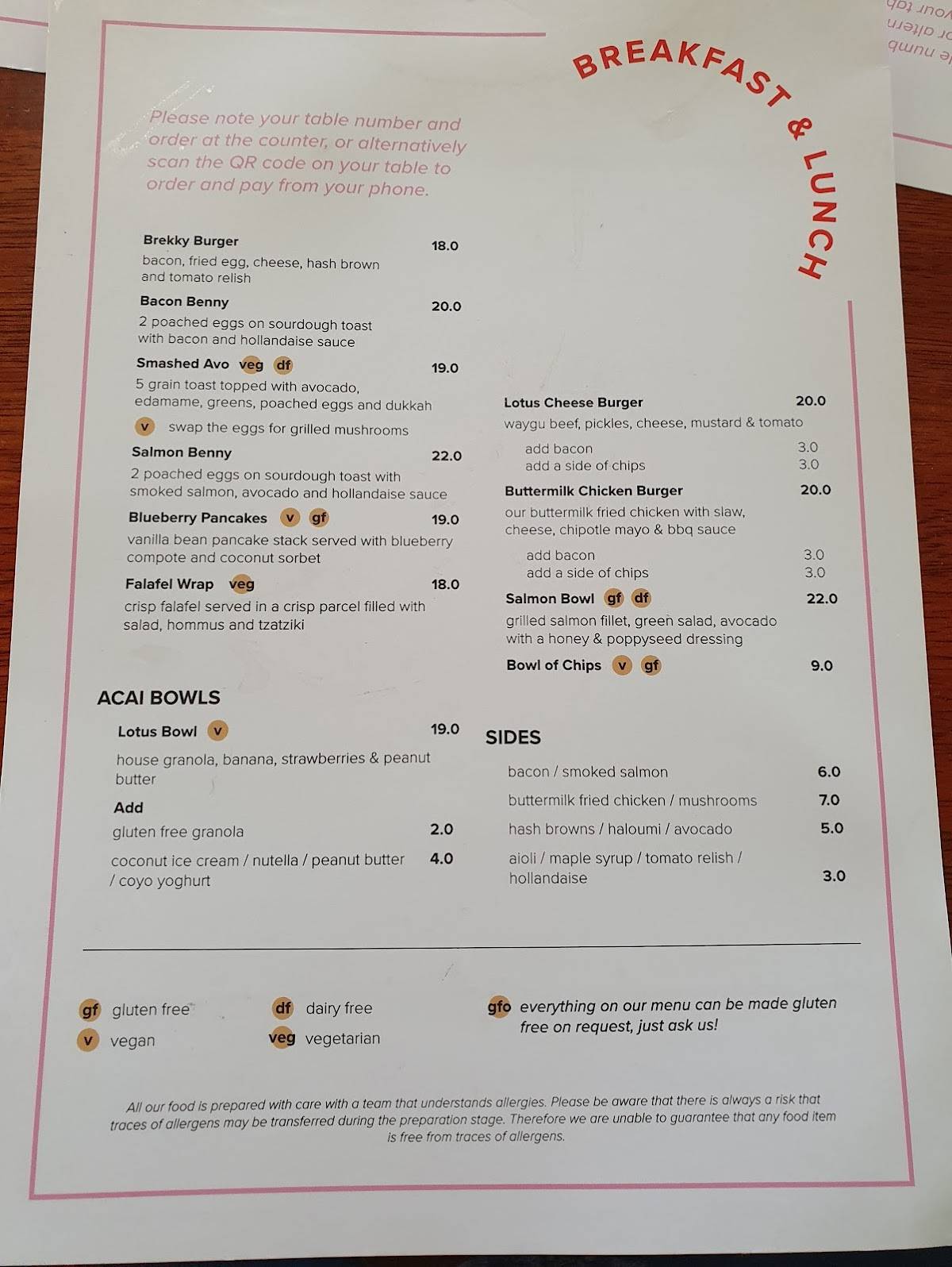 Menu at Lotus Cafe and Catering, Springfield Central