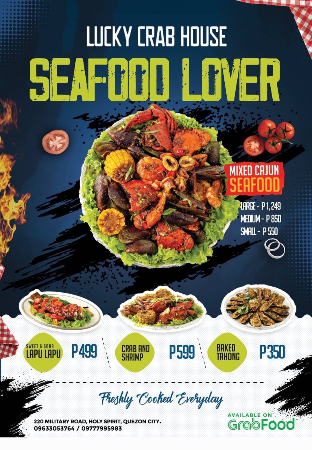 Menu at lucky crab house restaurant, Quezon City