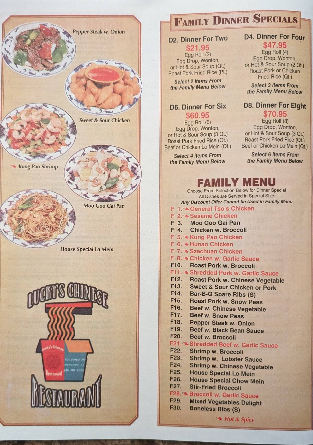 Menu at Lucky restaurant, Northford