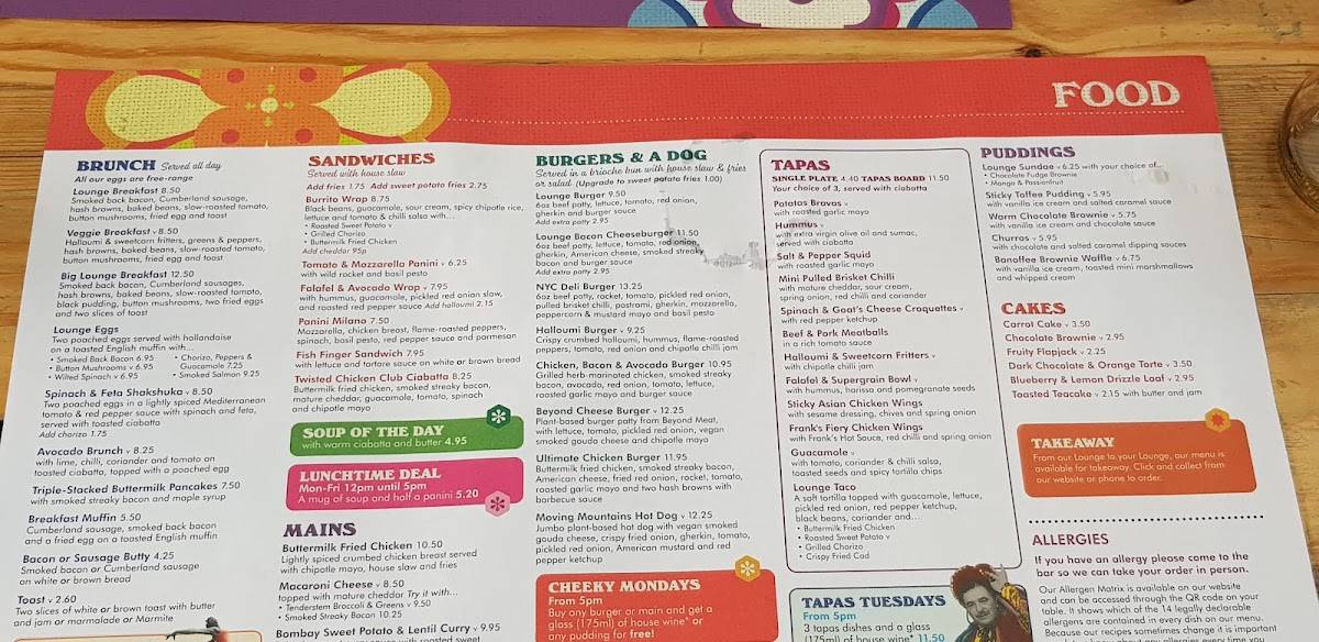 Menu at Ludo Lounge pub & bar, Bournemouth