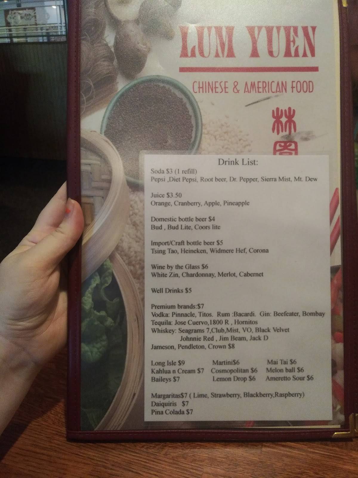 Menu at Lum-Yuen Restaurant, Salem