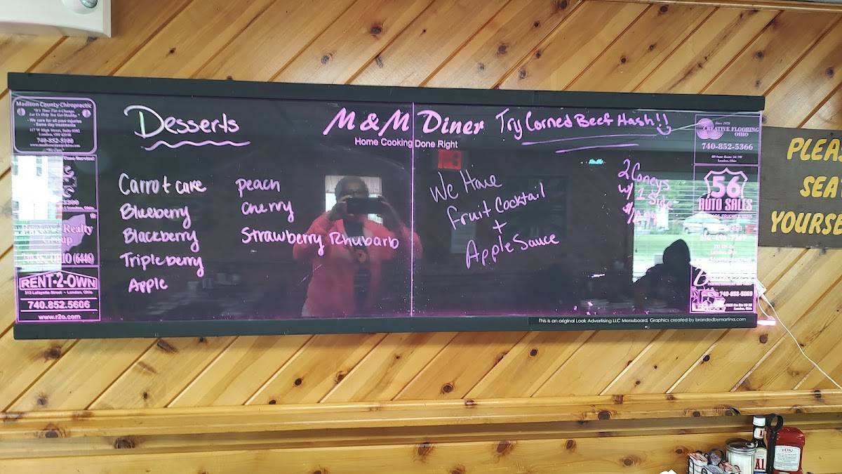 Menu at M&M Diner restaurant, London