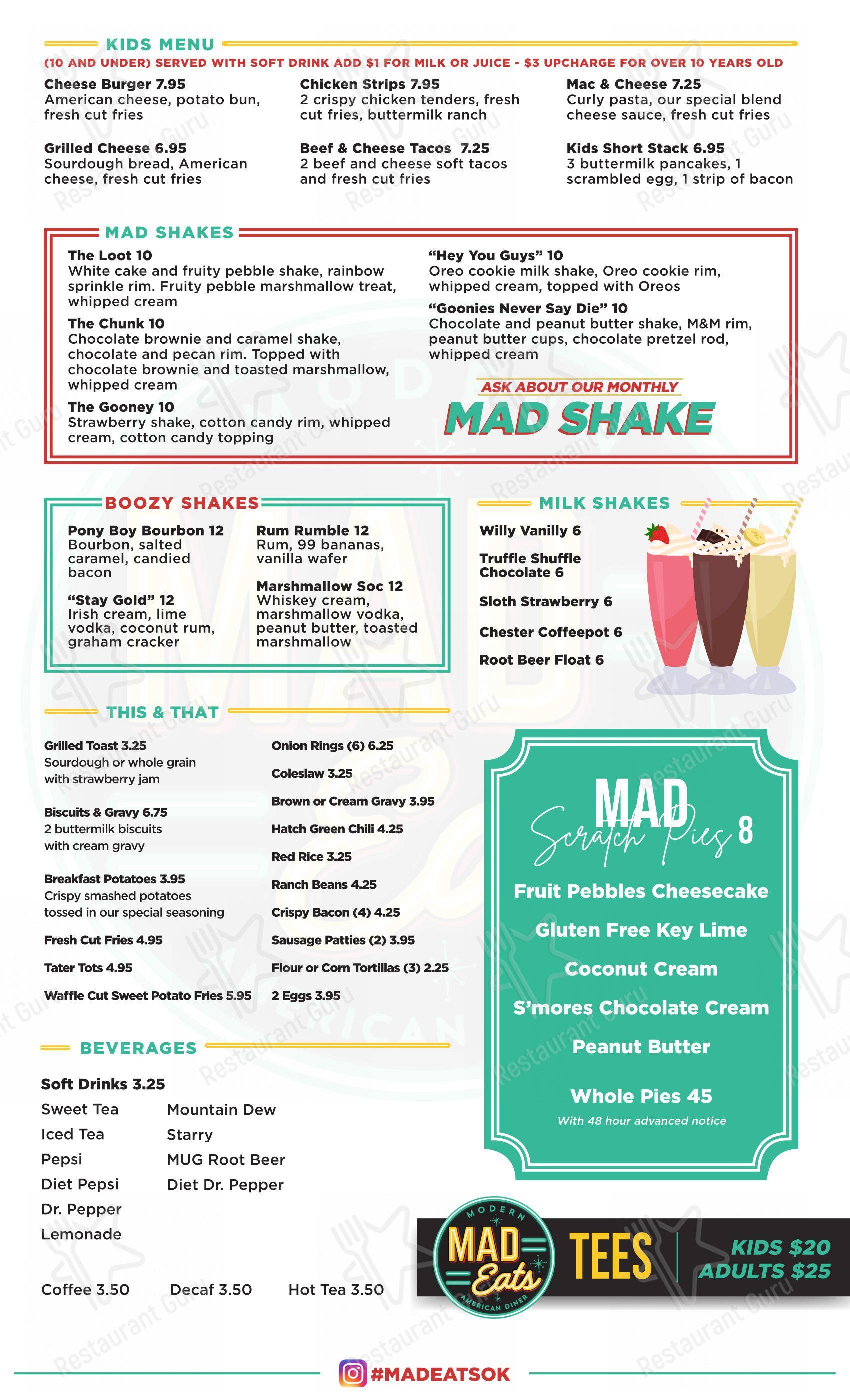 Menu at MAD Eats pub & bar, Owasso
