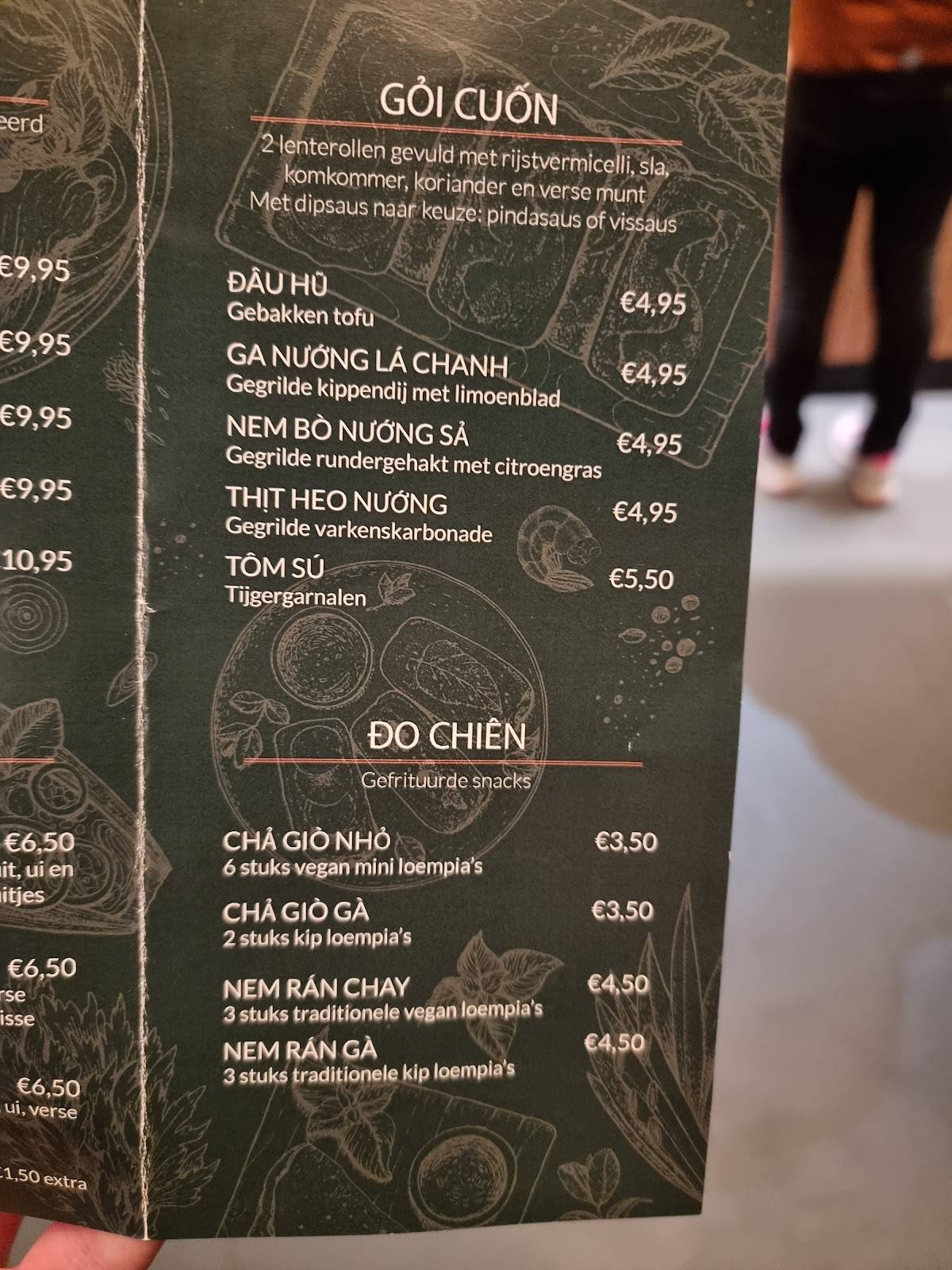 Menu au MAM Vietnamese Street Food, Nimegue