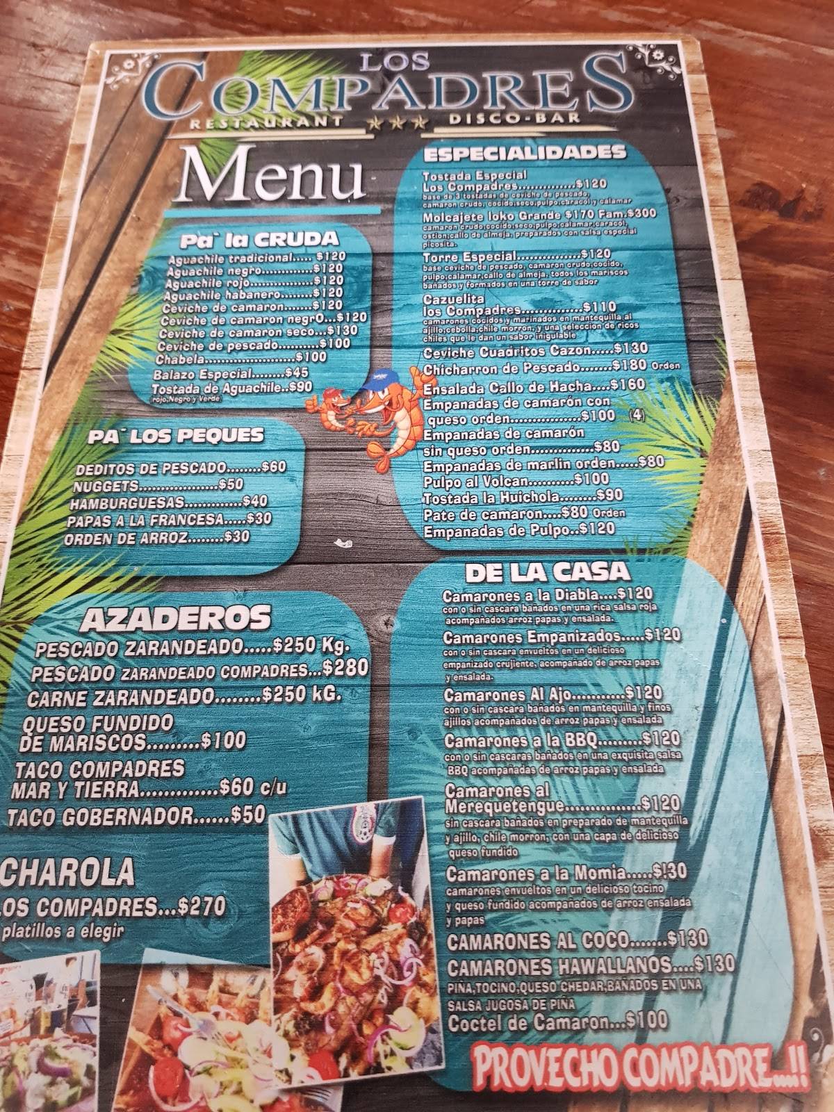 Carta del restaurante MARISCOS LOS COMPADRES, Tepic
