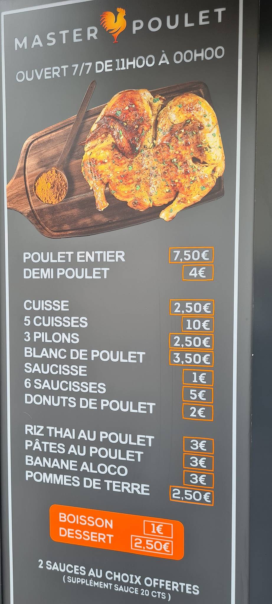 Menu au MASTER POULET - Argenteuil restaurant, Argenteuil
