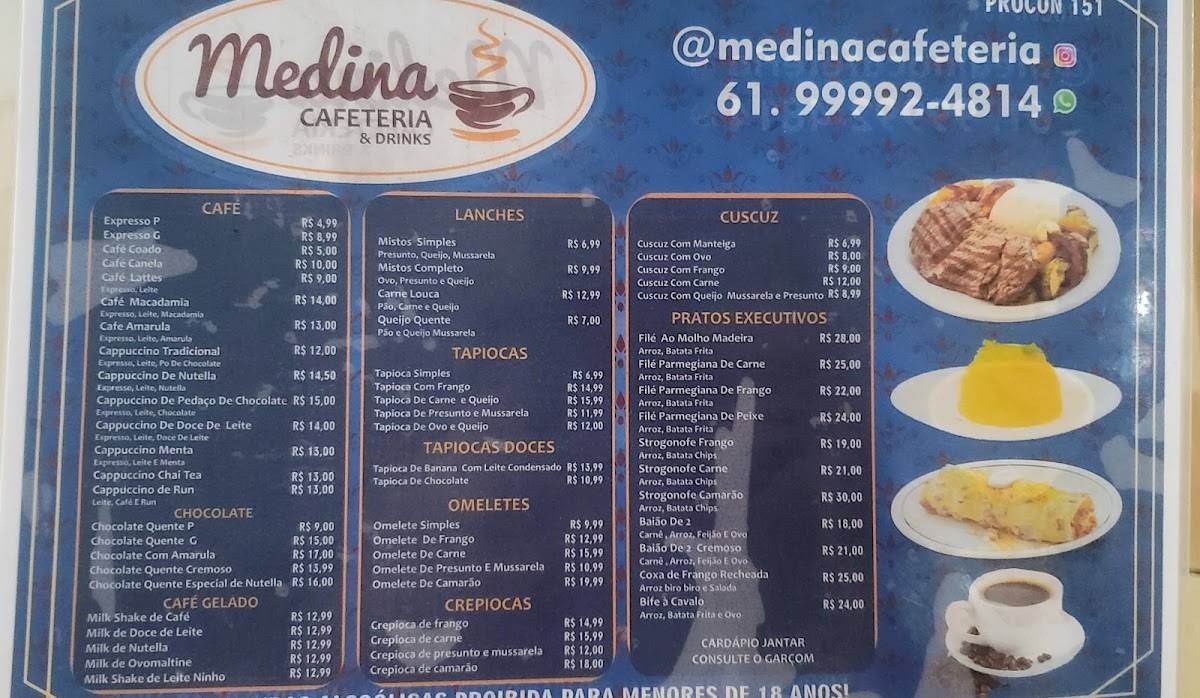 Menu em MEDINA CAFETERIA DRINKS, Brasília
