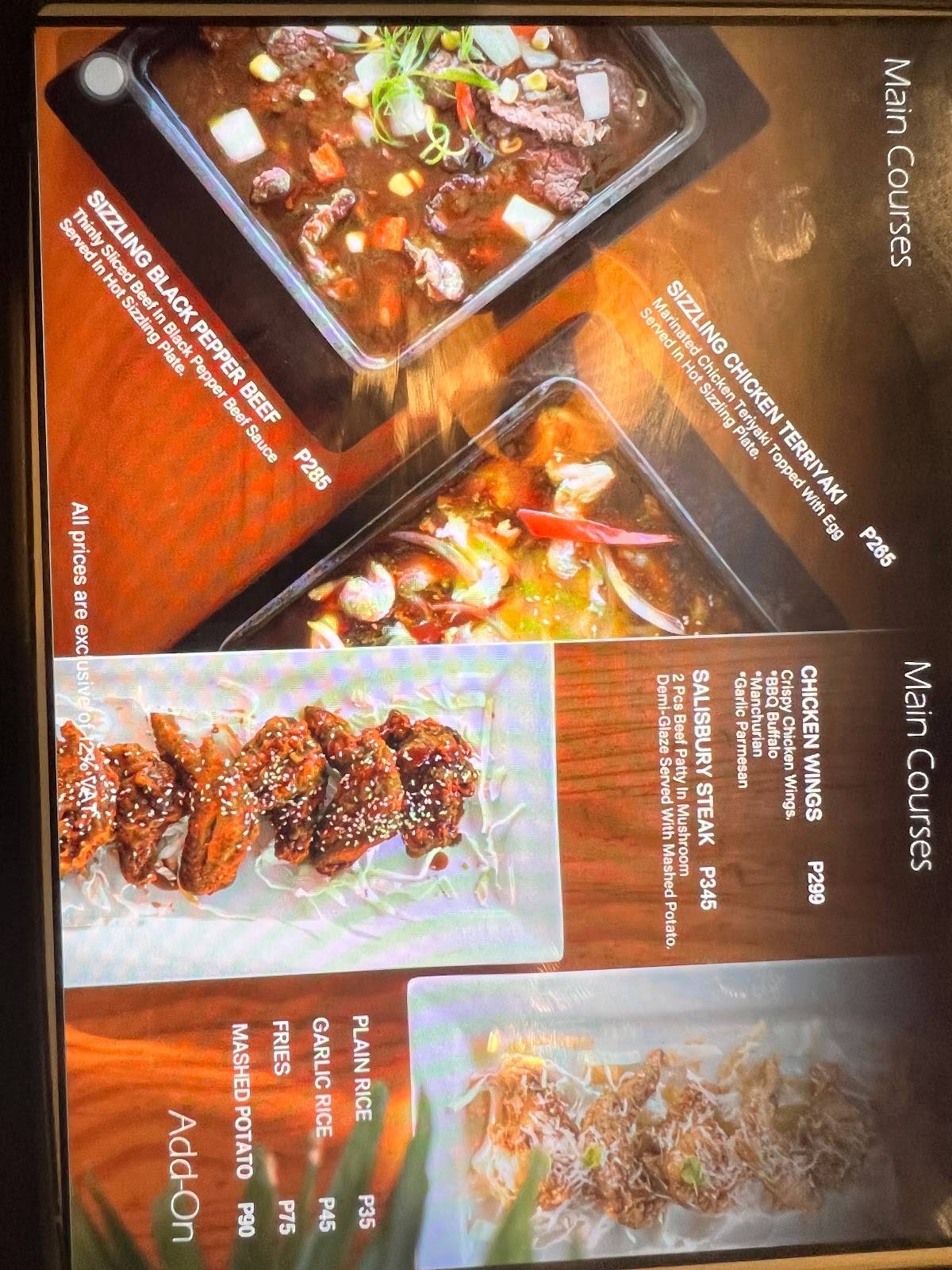 Menu at MIST restaurant, Panglao, Anos Fonacier Circumferential Rd