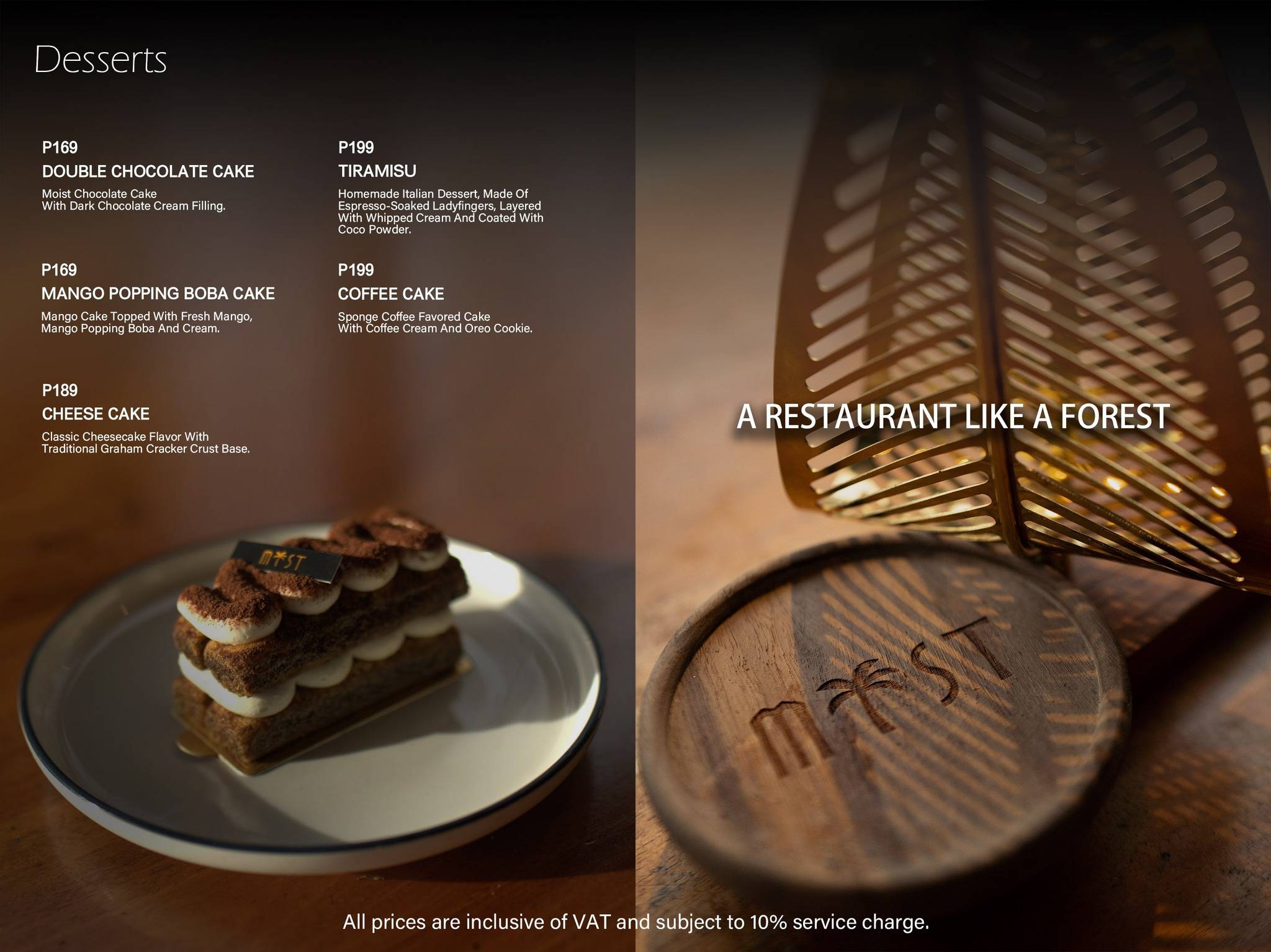 Menu at MIST restaurant, Panglao, Anos Fonacier Circumferential Rd