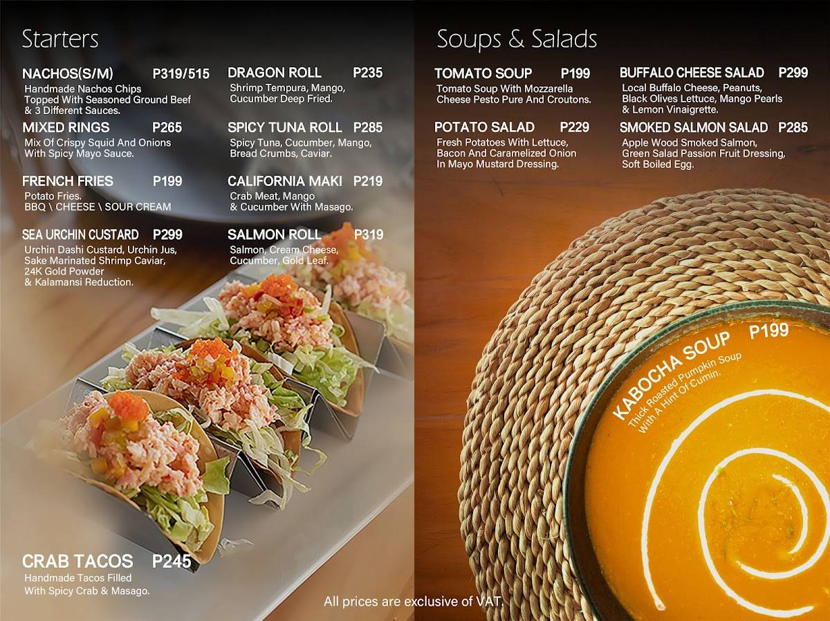 Menu at MIST restaurant, Panglao, Anos Fonacier Circumferential Rd