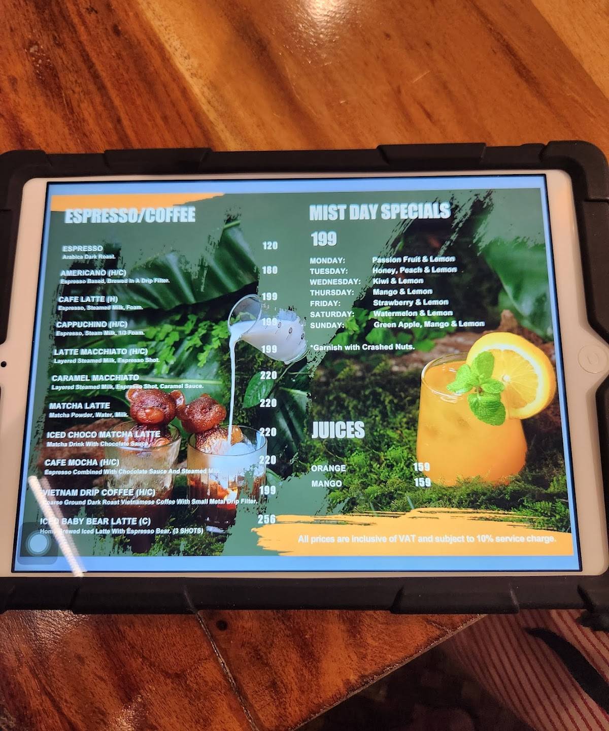 Menu at MIST Restaurant, Panglao, Anos Fonacier Circumferential Rd