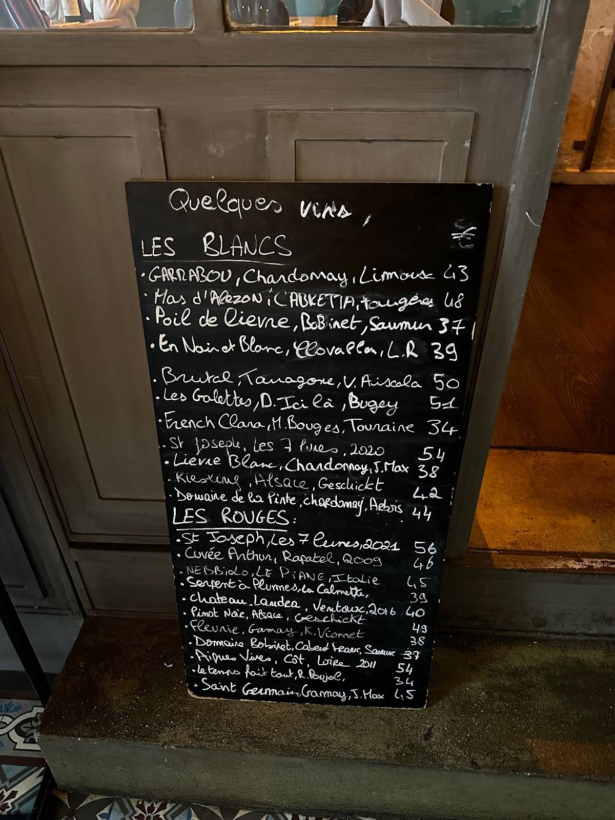 Menu at MOKKO restaurant, Paris