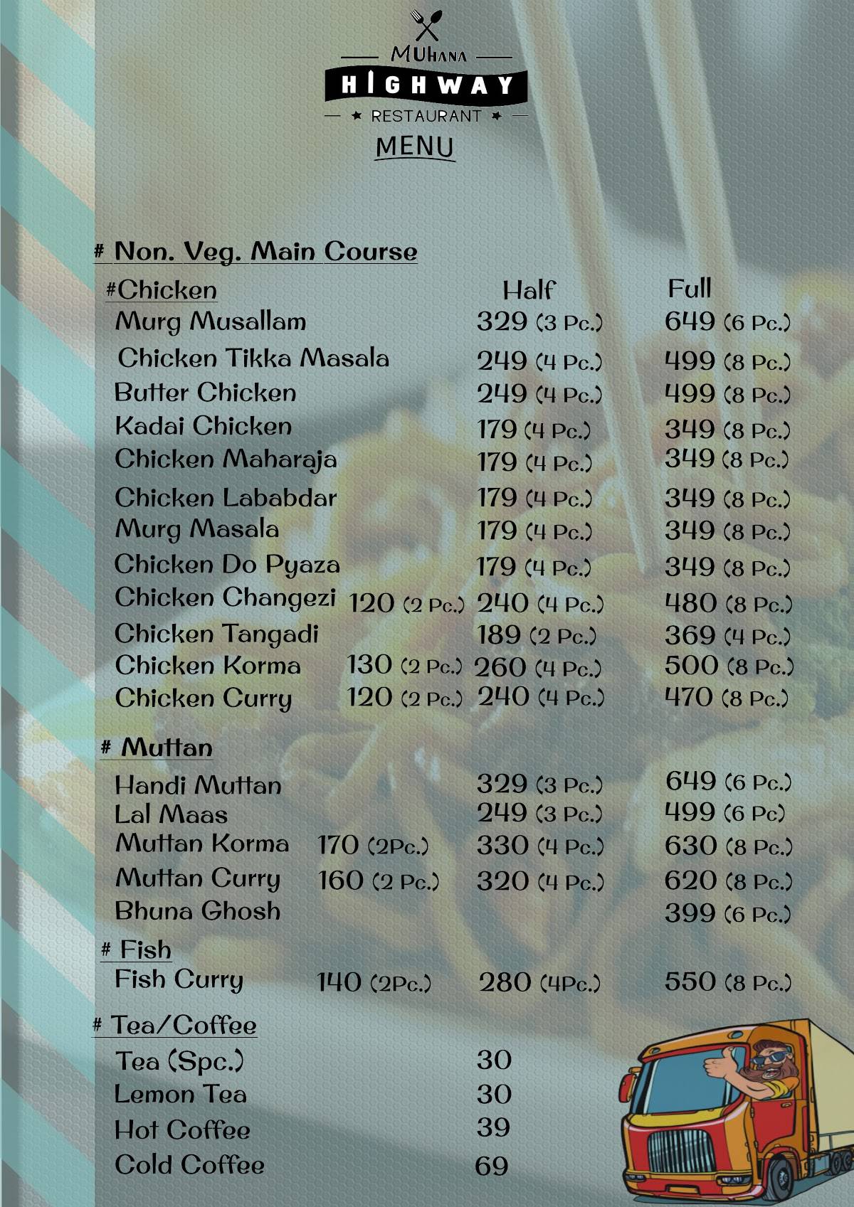 Menu at MUHANA HIGHWAY RESTAURANT (veg and non veg), Jaipur