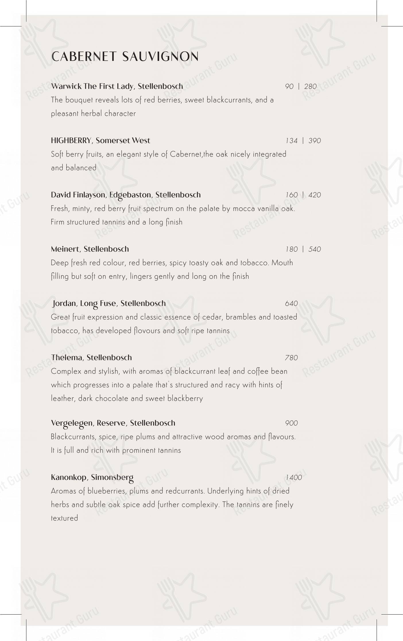 Menu at Mabu Restaurant, Midrand, Waterfall Wilds