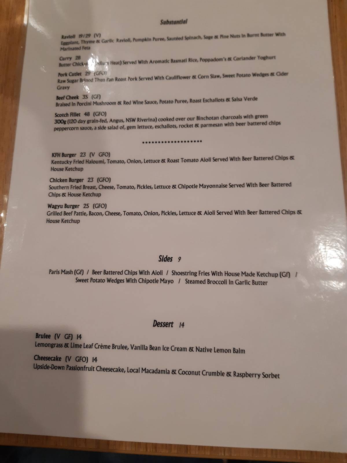 Menu at MACH ONE RESTAURANT & BAR, Williamtown