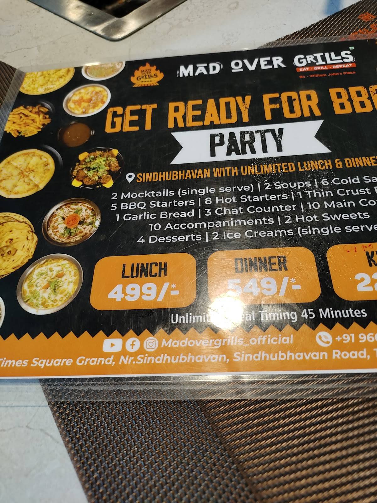 Menu at Mad Over Grills (SBR) Banquet & Restaurant, Ahmedabad