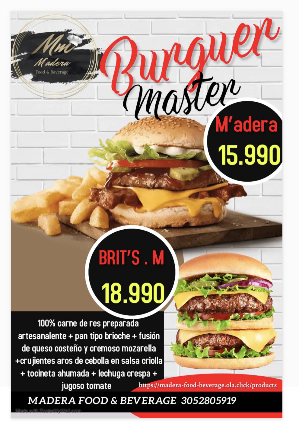 Menu at Madera Food & Beverage, Barranquilla