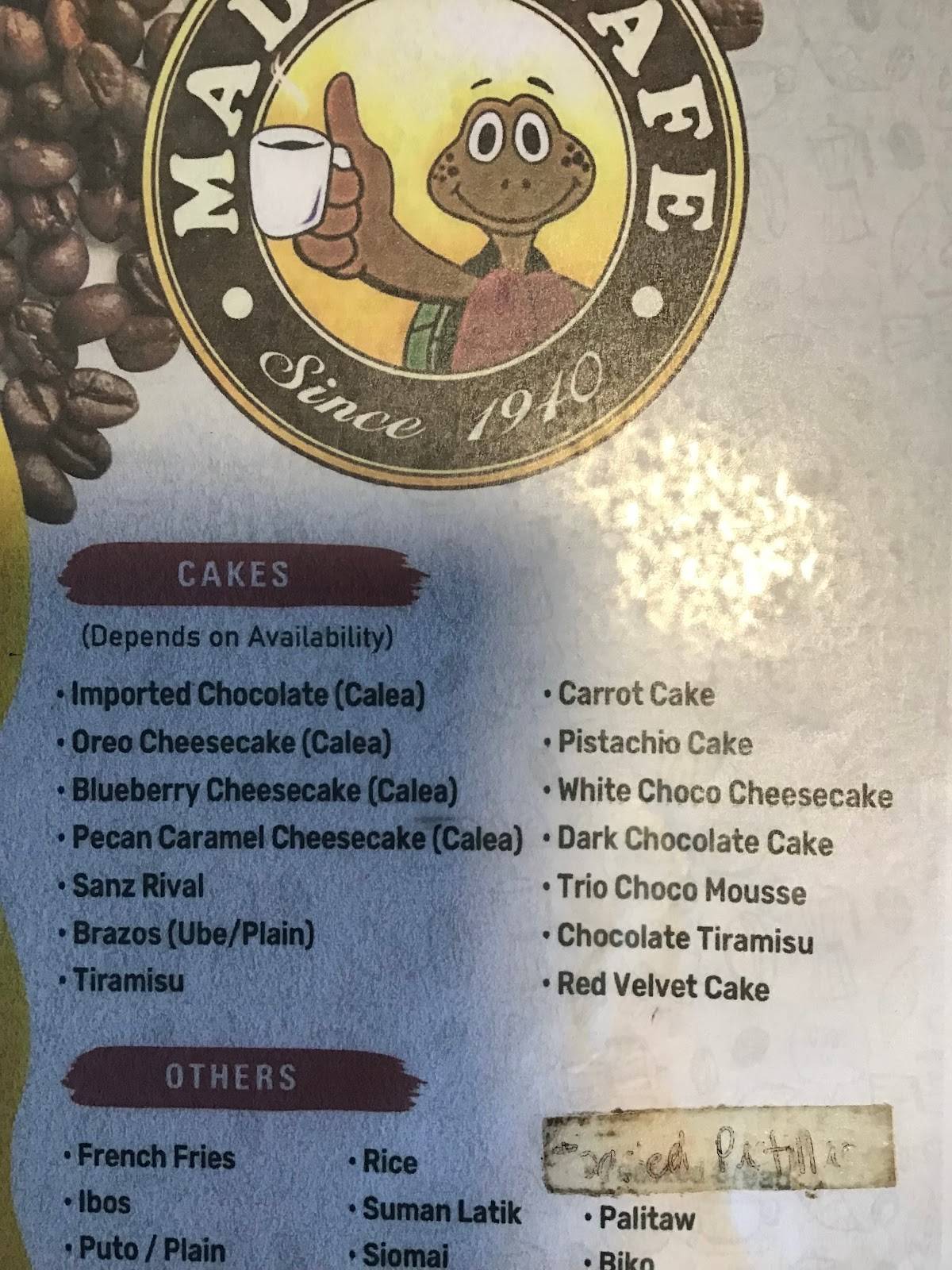 Carta de Madge Cafe, Iloílo, Shops at Atria