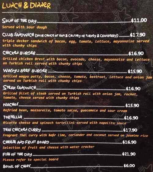 Menu at Madison's Cafe, Broadbeach