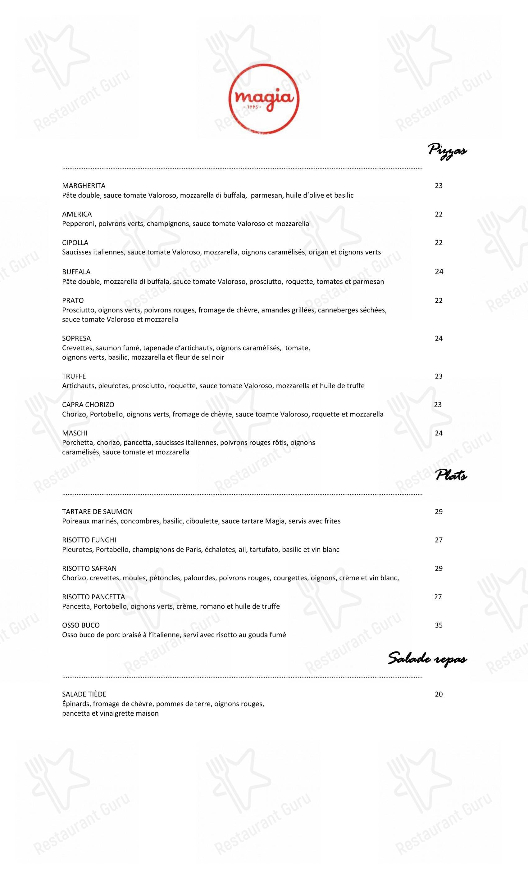 Menu au Magia restaurant et garde-manger, Longueuil