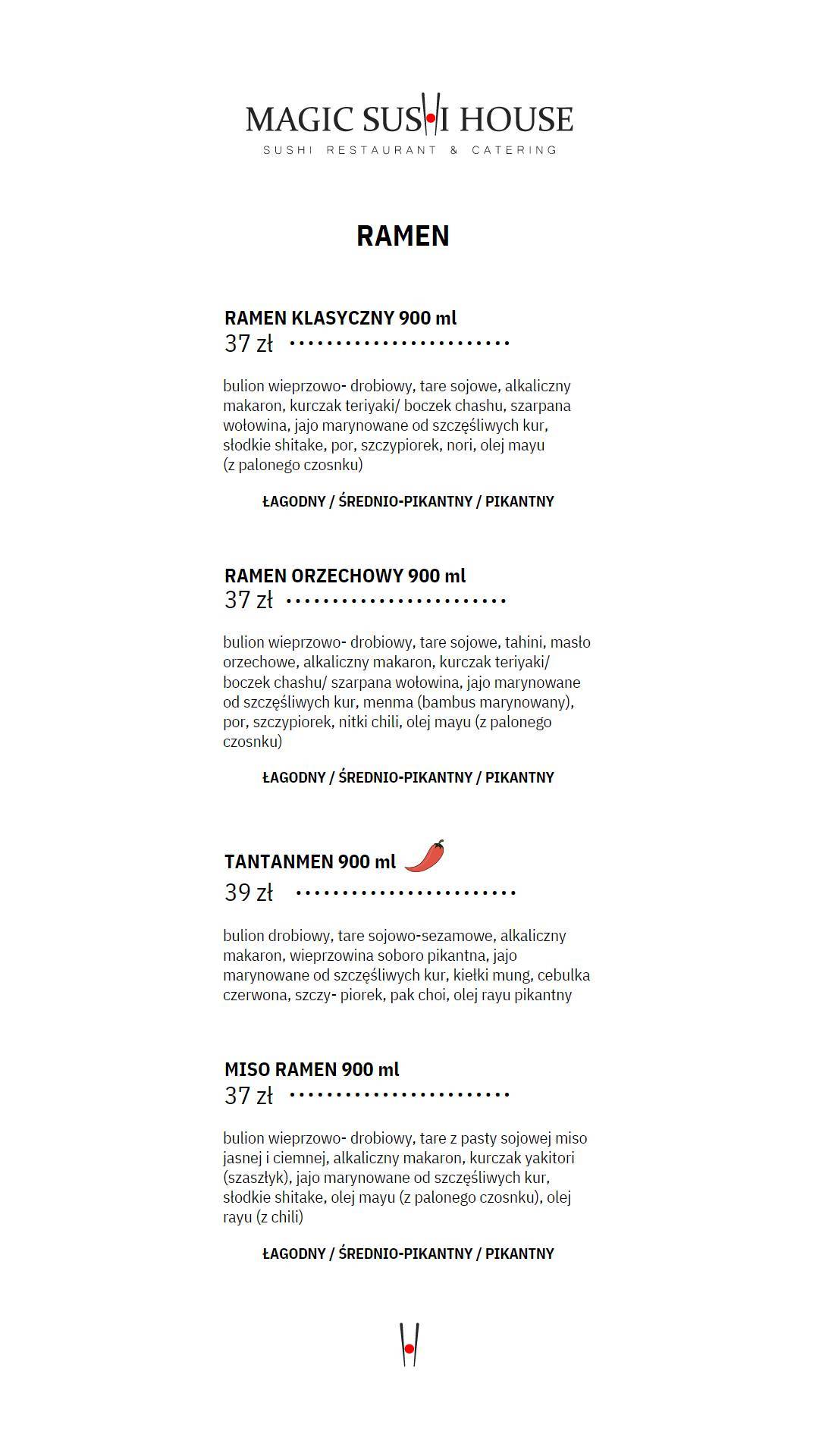 Menu at Magic Sushi House restaurant, Wegrow