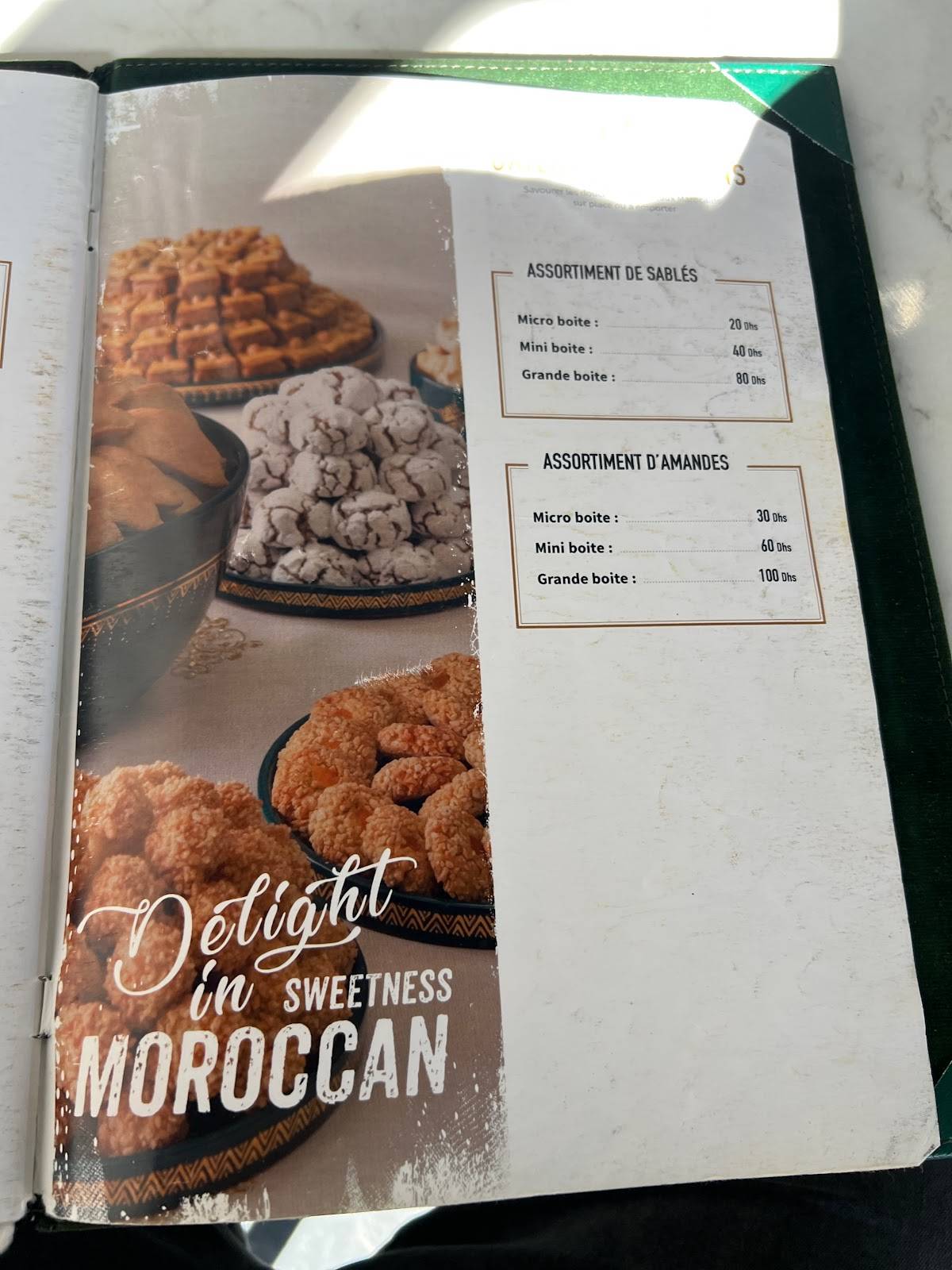 Menu at Maison Marwa Café Restaurant Glacier, Casablanca