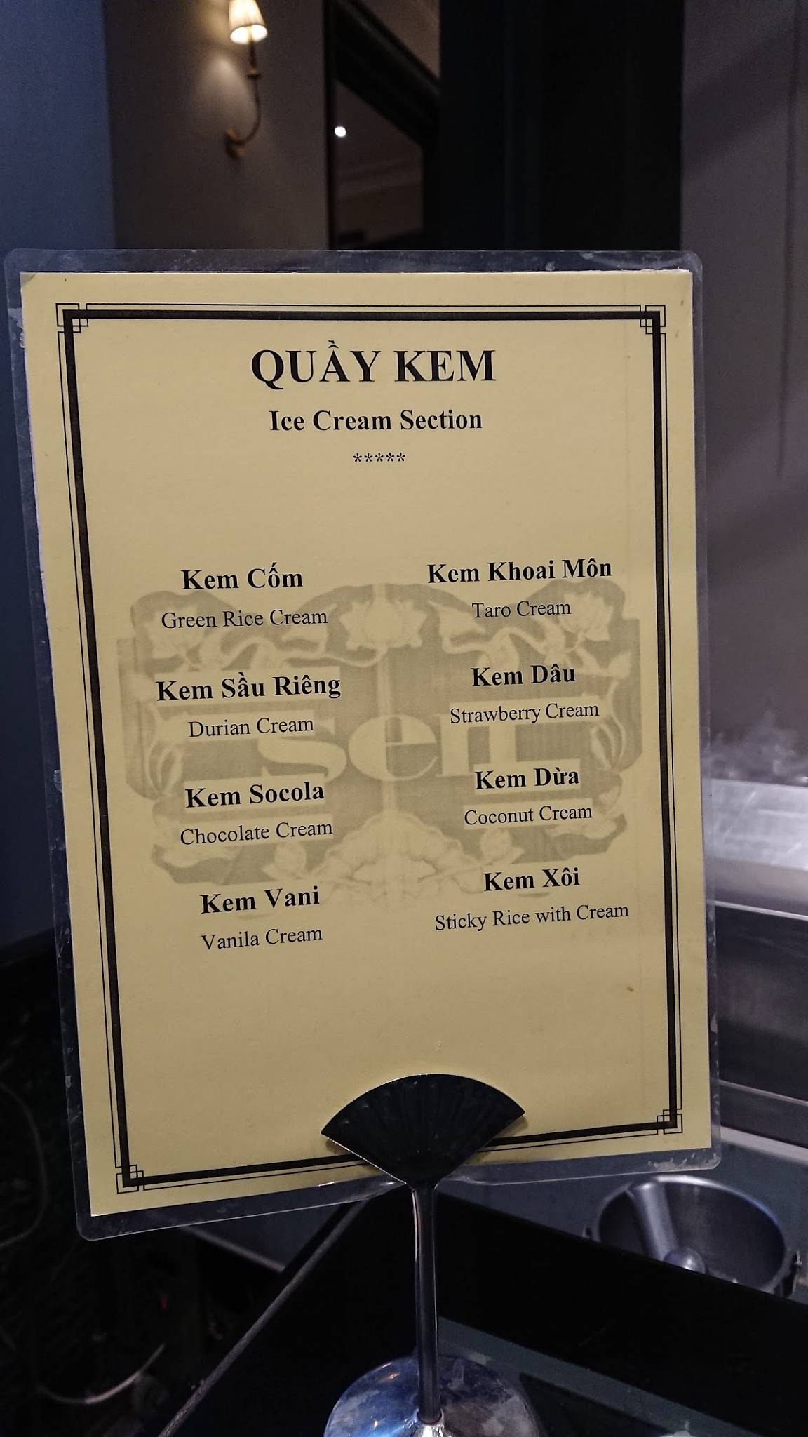 Menu at Maison Sen Buffet restaurant, Hanoi, 61 Trần Hưng Đạo