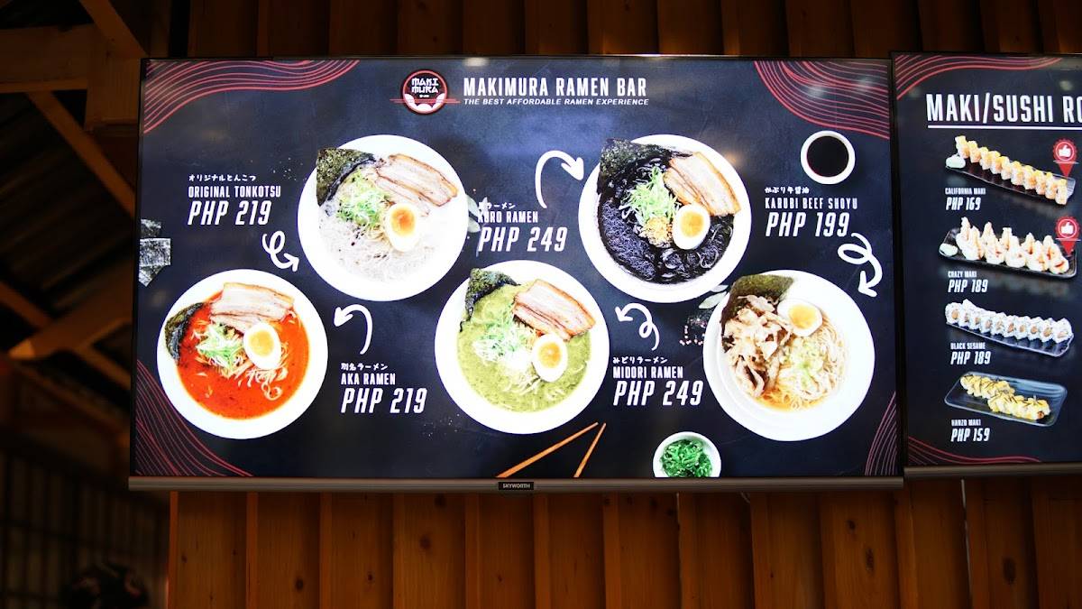 Menu at Makimura Ramen Bar - SM City Clark, Angeles