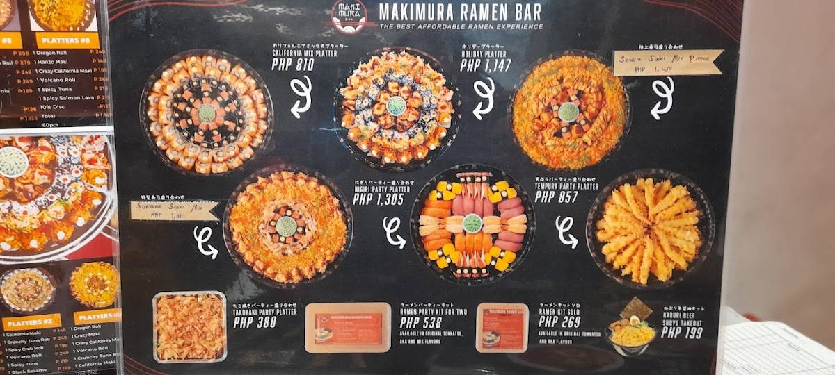 Menu at Makimura Ramen Bar - SM City Clark, Angeles
