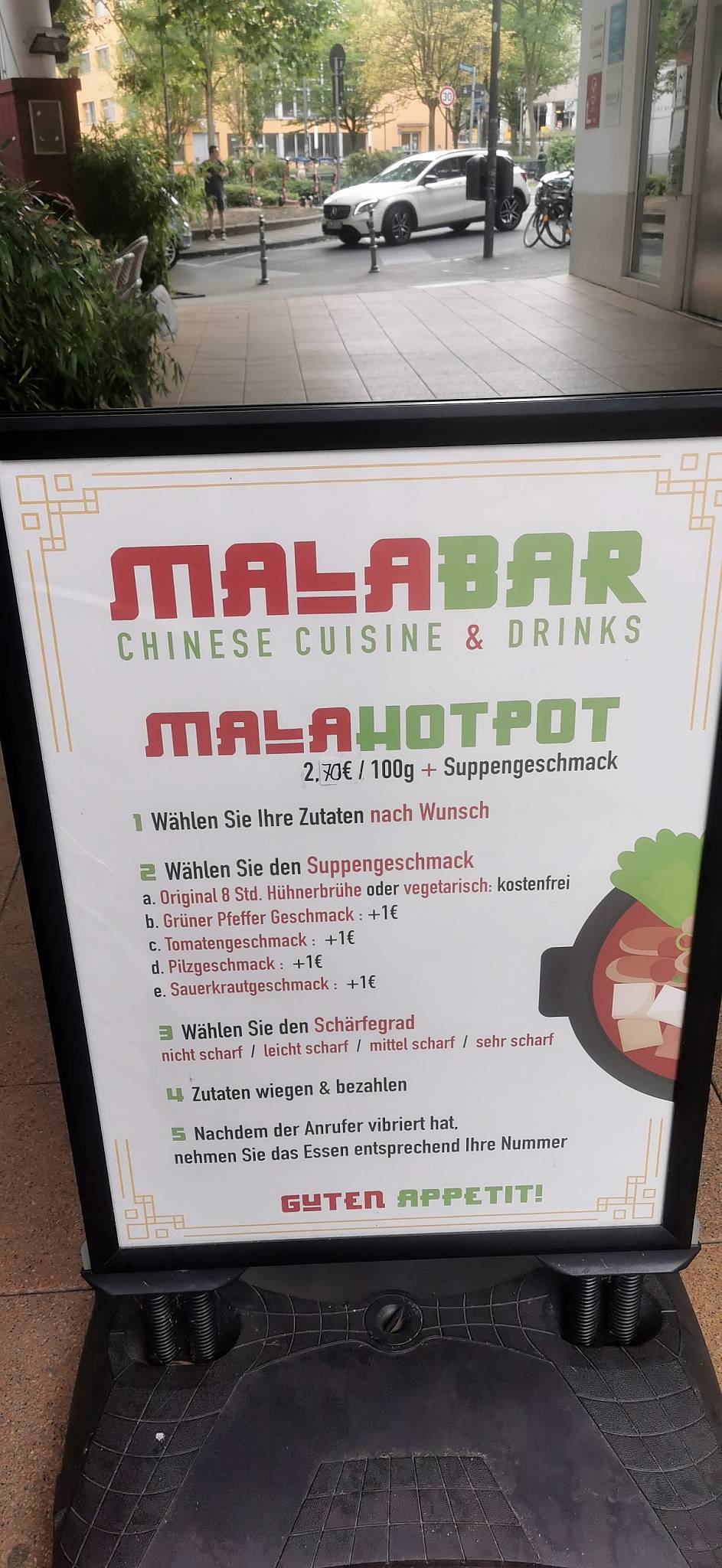 Menu at MalaBar, Aachen