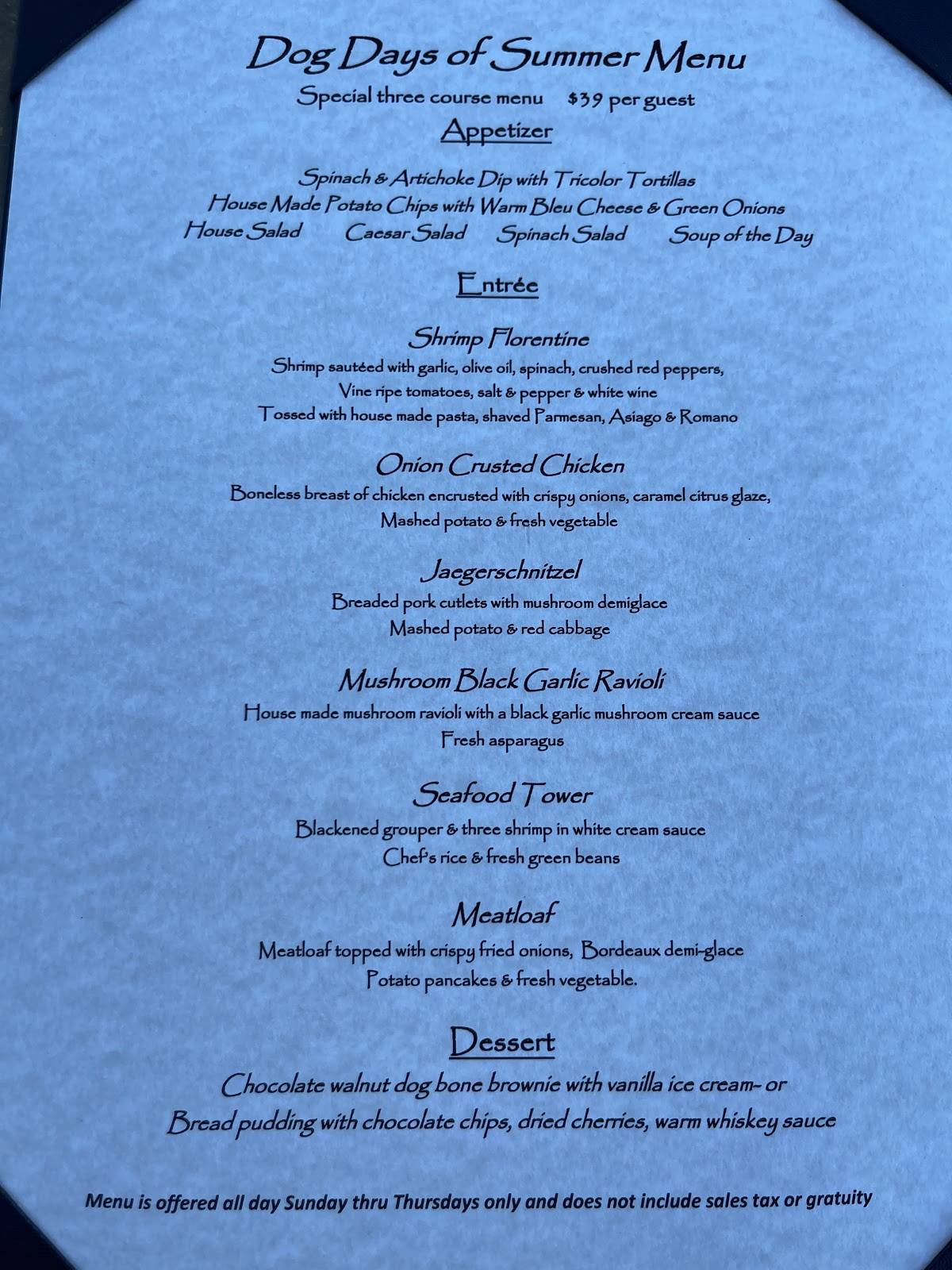 Menu at Yellow Dog Cafe, Malabar