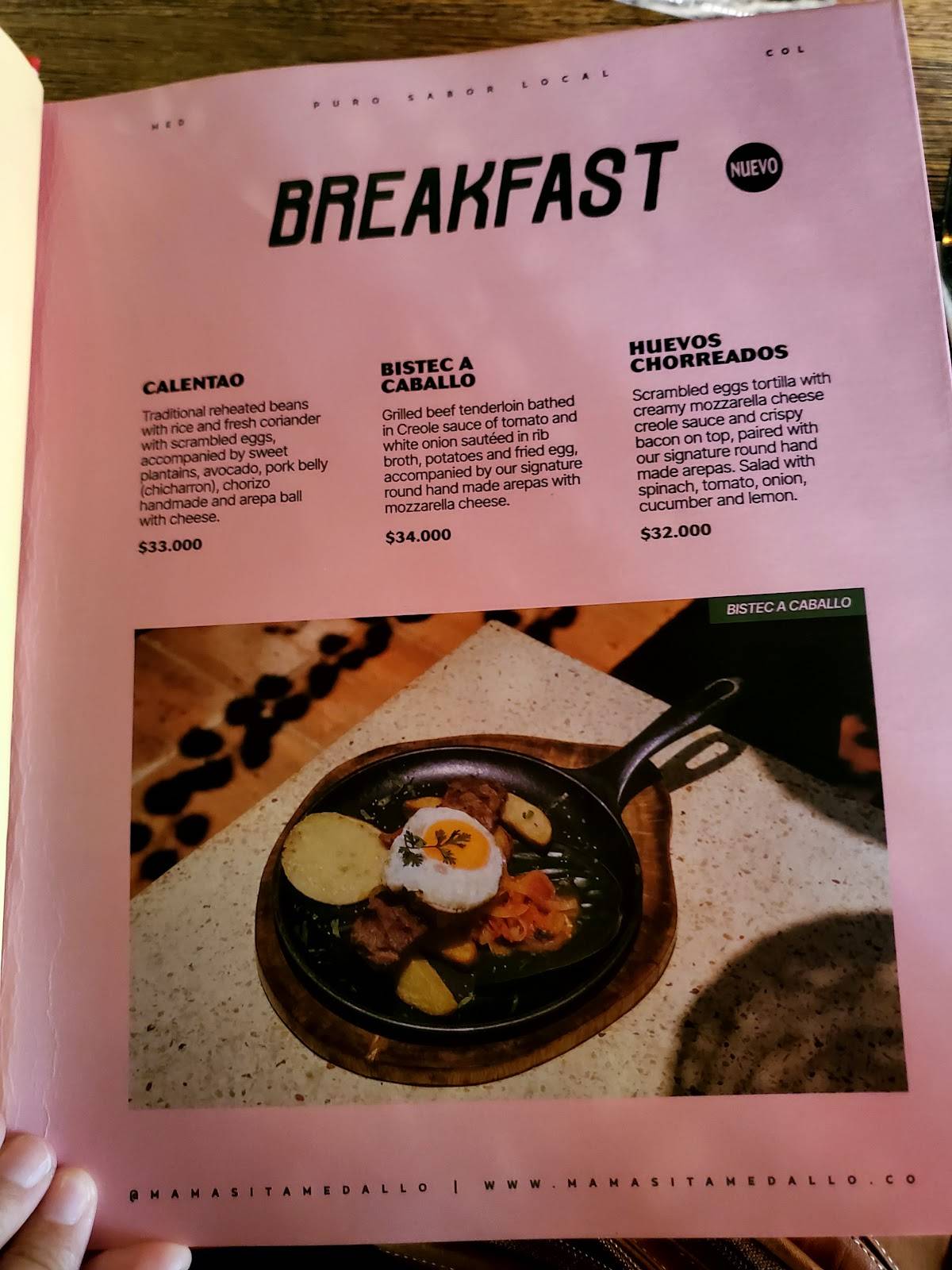 Carta del pub y bar Mamasita Medallo, Medellín
