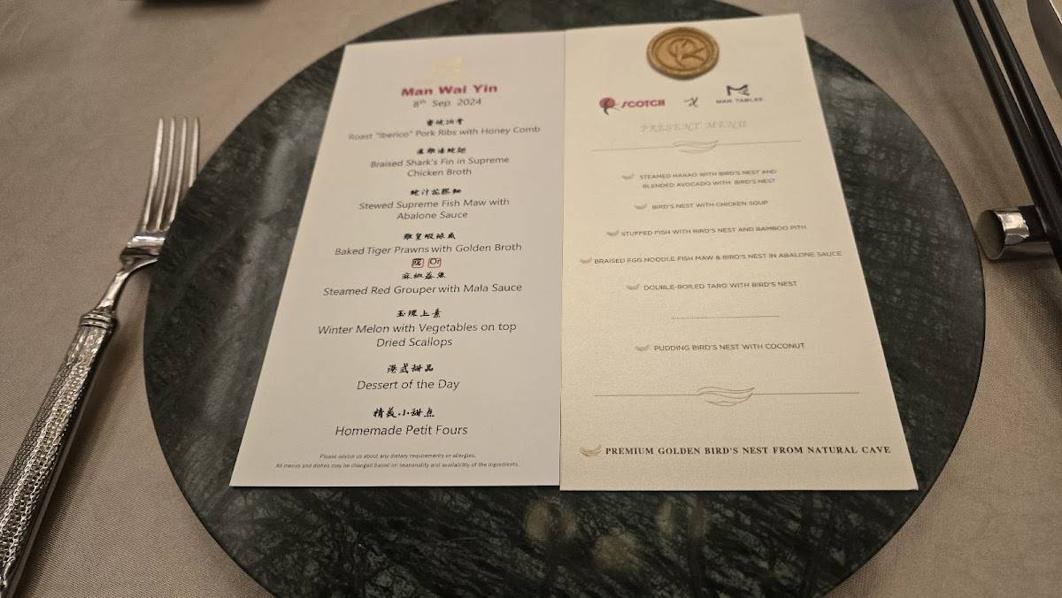 Carta del restaurante Man Tables, Bangkok