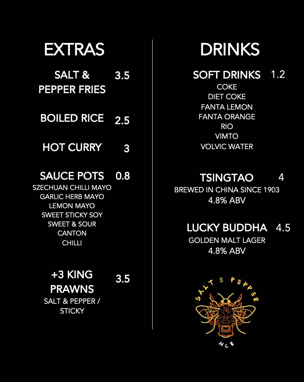 Menu at Salt & Pepper restaurant, Manchester, 60-62 High St