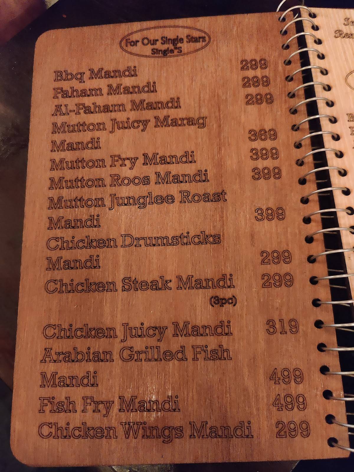 Menu at Mandi croods Vijayawada, Vijayawada