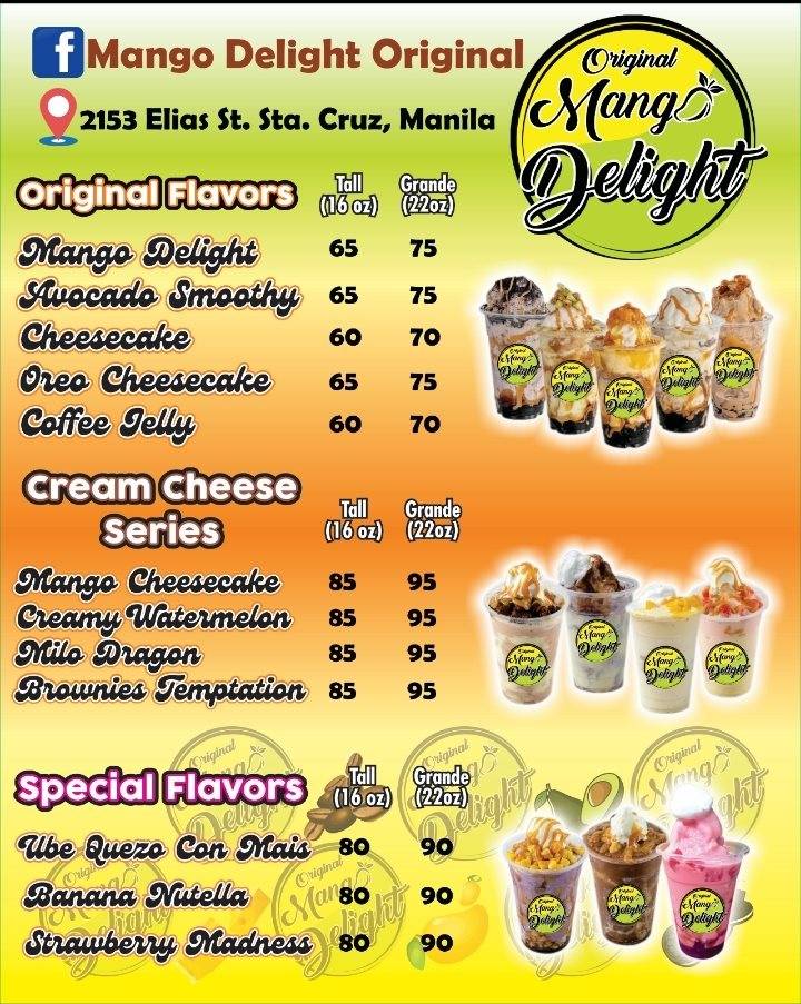 Carta del restaurante Mango Delight Original, Manila