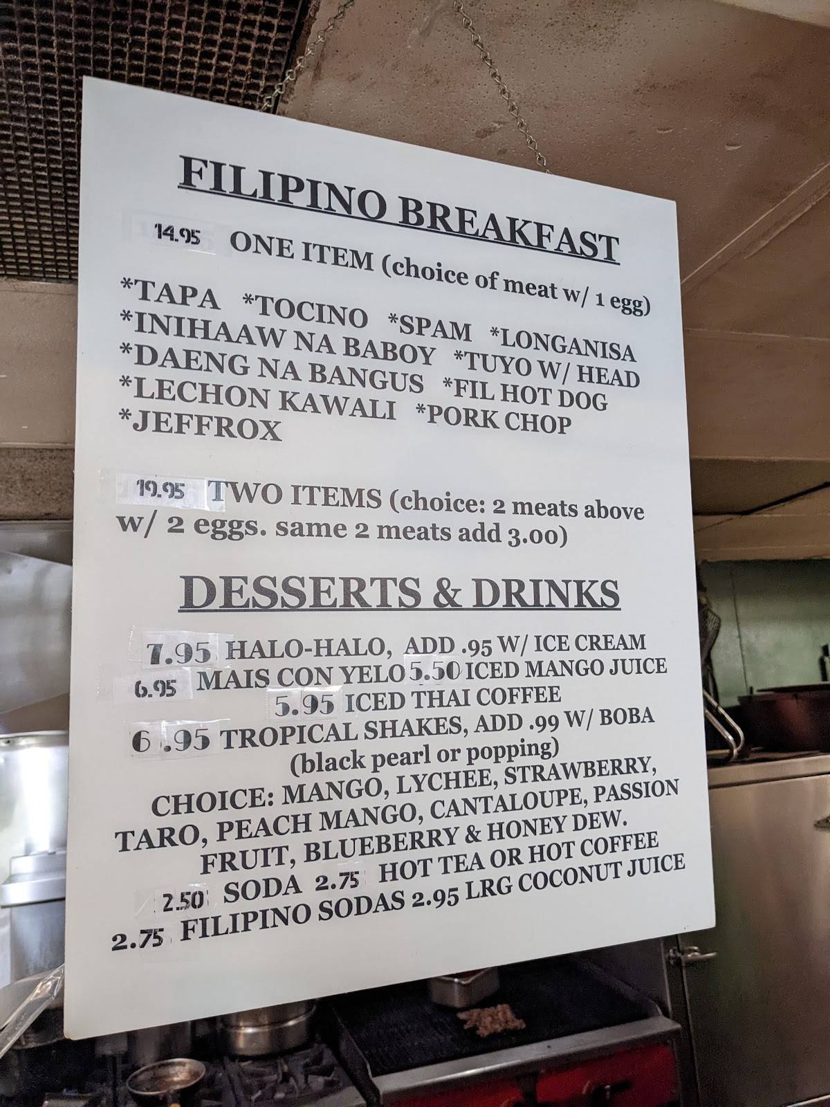 Menu at Manila Express Gourmet Fast Foods, Daly City