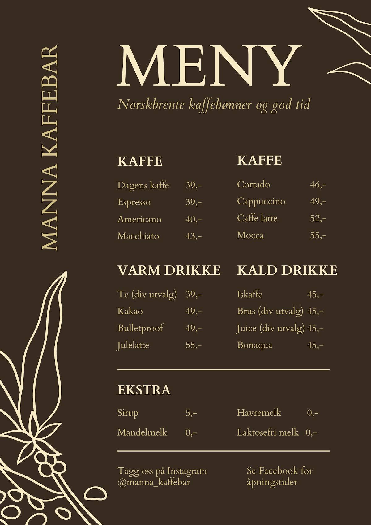 Carta de Manna Kaffebar, Narvik